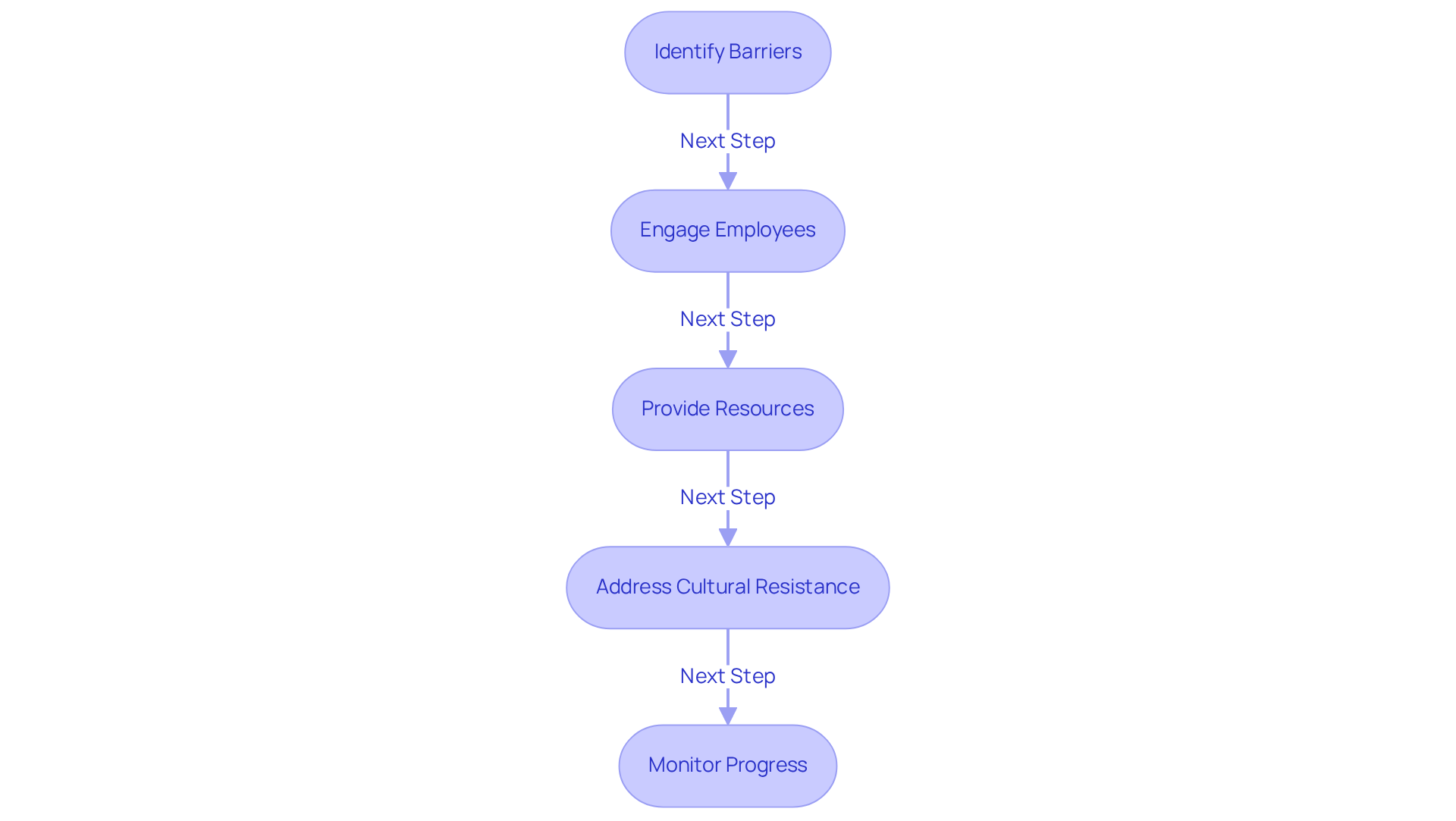 Each box represents a crucial step in the transformation process. Follow the arrows to see how each step leads to the next, helping you understand how to effectively lead change in your organization.