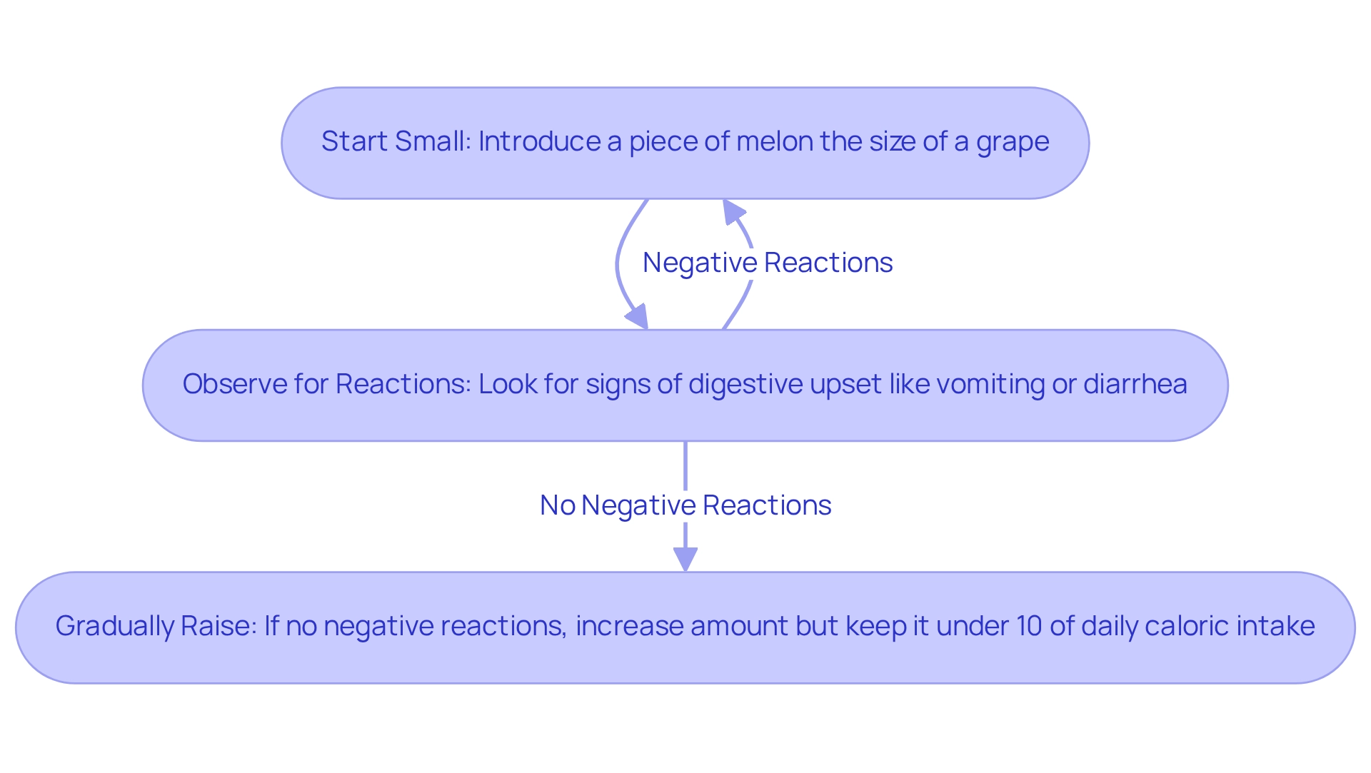 Follow the arrows to see how to safely introduce cantaloupe to your dog's diet, step by step. Start small, watch for reactions, and only increase the amount if everything goes well! Follow the arrows to see how to safely introduce cantaloupe to your dog's diet, step by step. Start small, watch for reactions, and only increase the amount if everything goes well!
