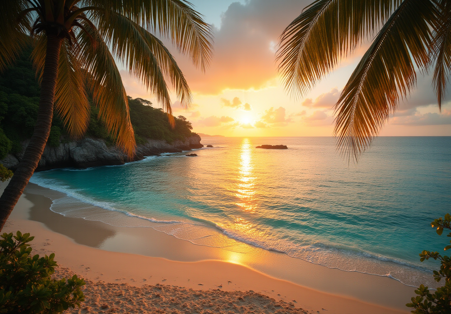 Serene Island Paradise at Sunset
