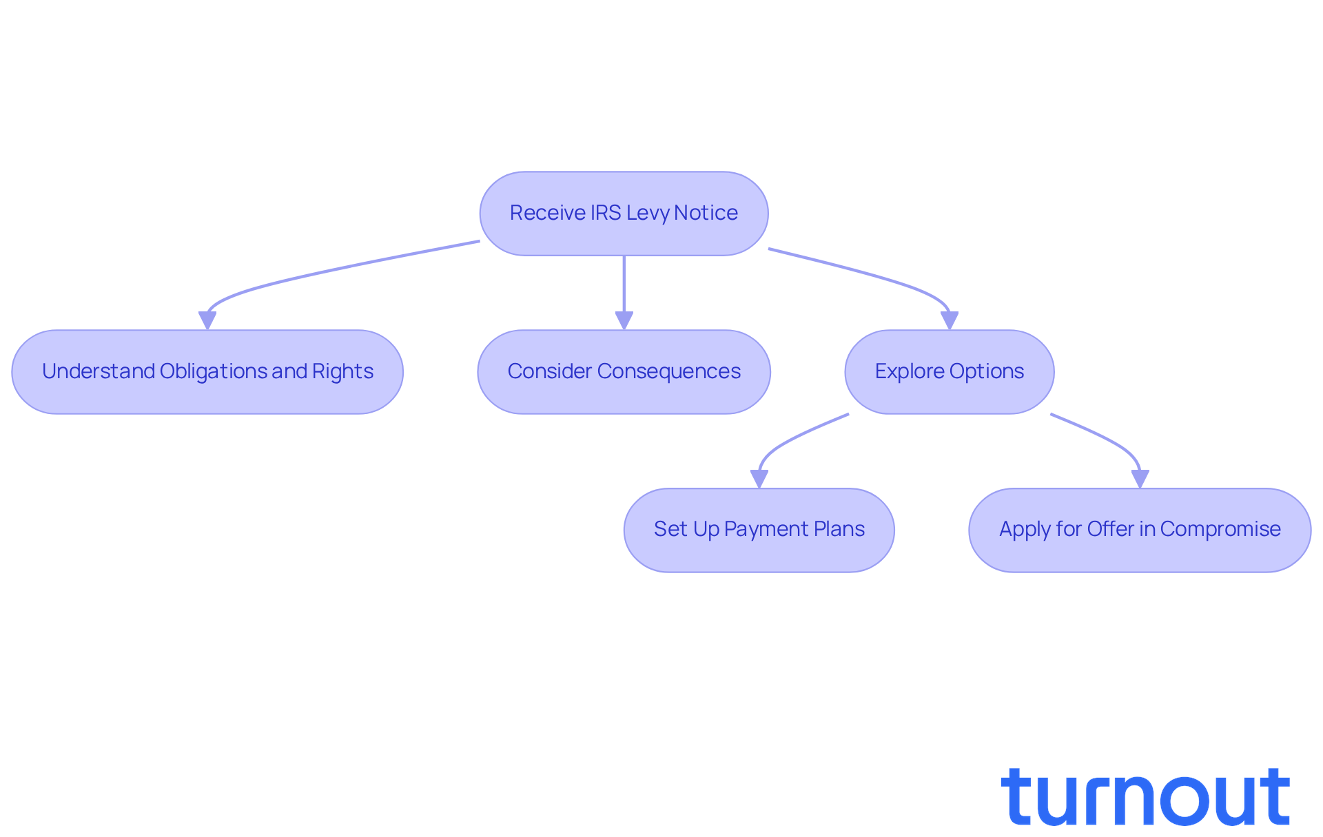 This flowchart guides you through what to do if you receive an IRS levy notice. Start at the top and follow the arrows to see your options and the steps you can take to regain control. This flowchart guides you through what to do if you receive an IRS levy notice. Start at the top and follow the arrows to see your options and the steps you can take to regain control.