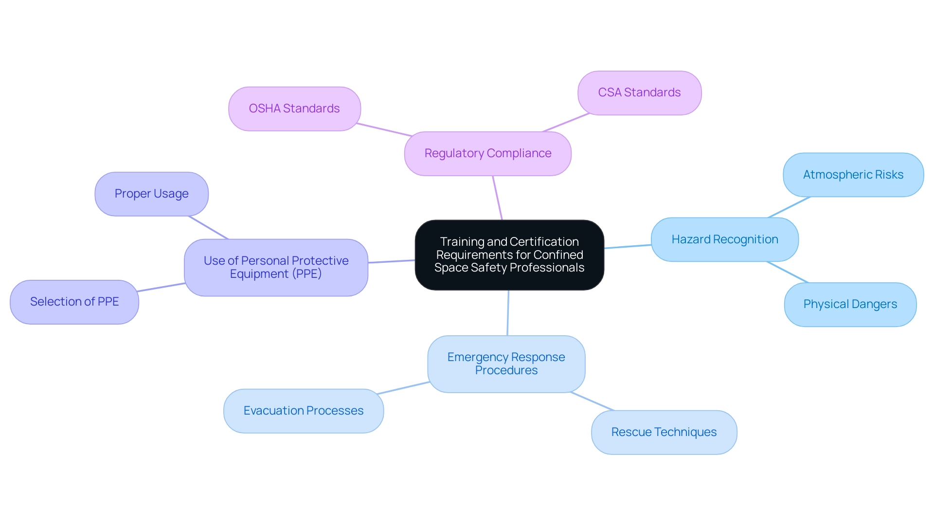 Each branch represents a key training component, with sub-branches detailing specific aspects related to that component.