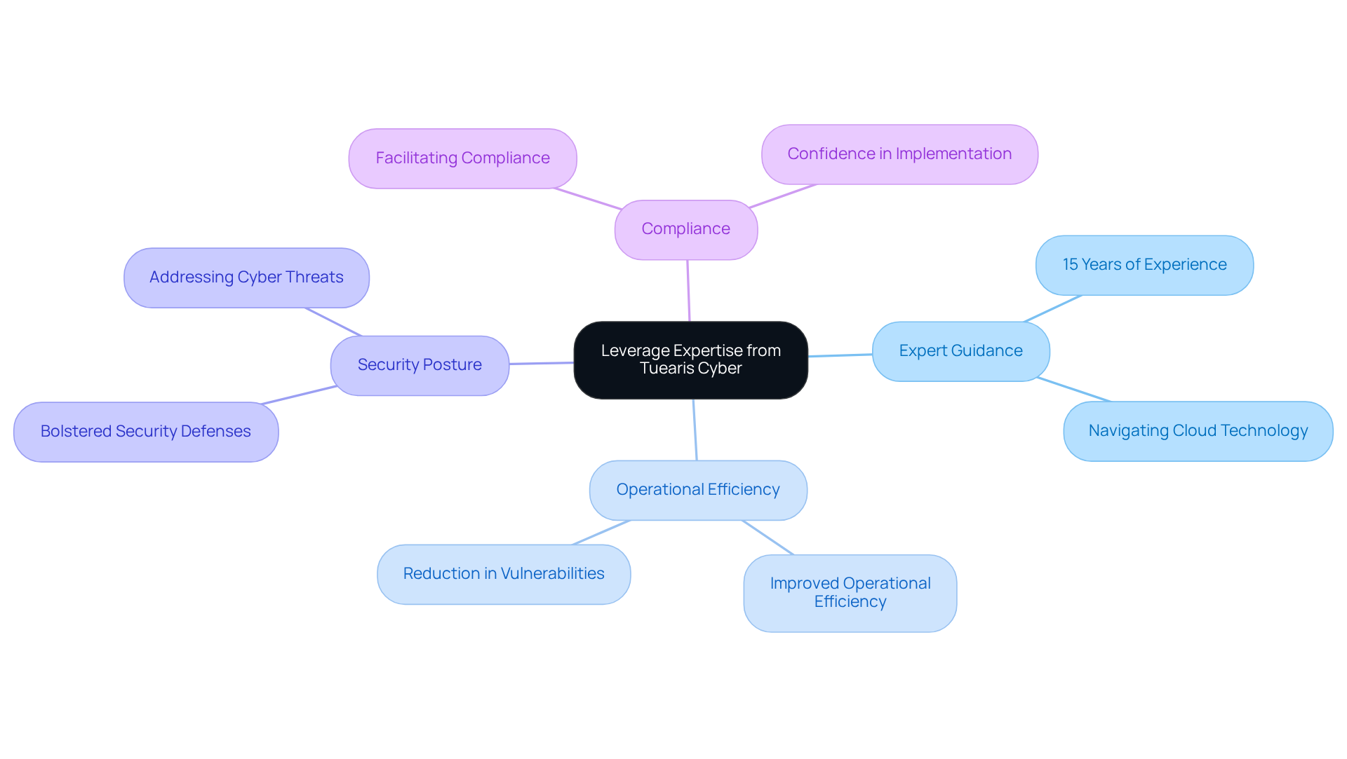 Start at the center with the main idea of collaboration, then explore the branches to see how expert guidance leads to improved efficiency, security, and compliance in medical institutions.