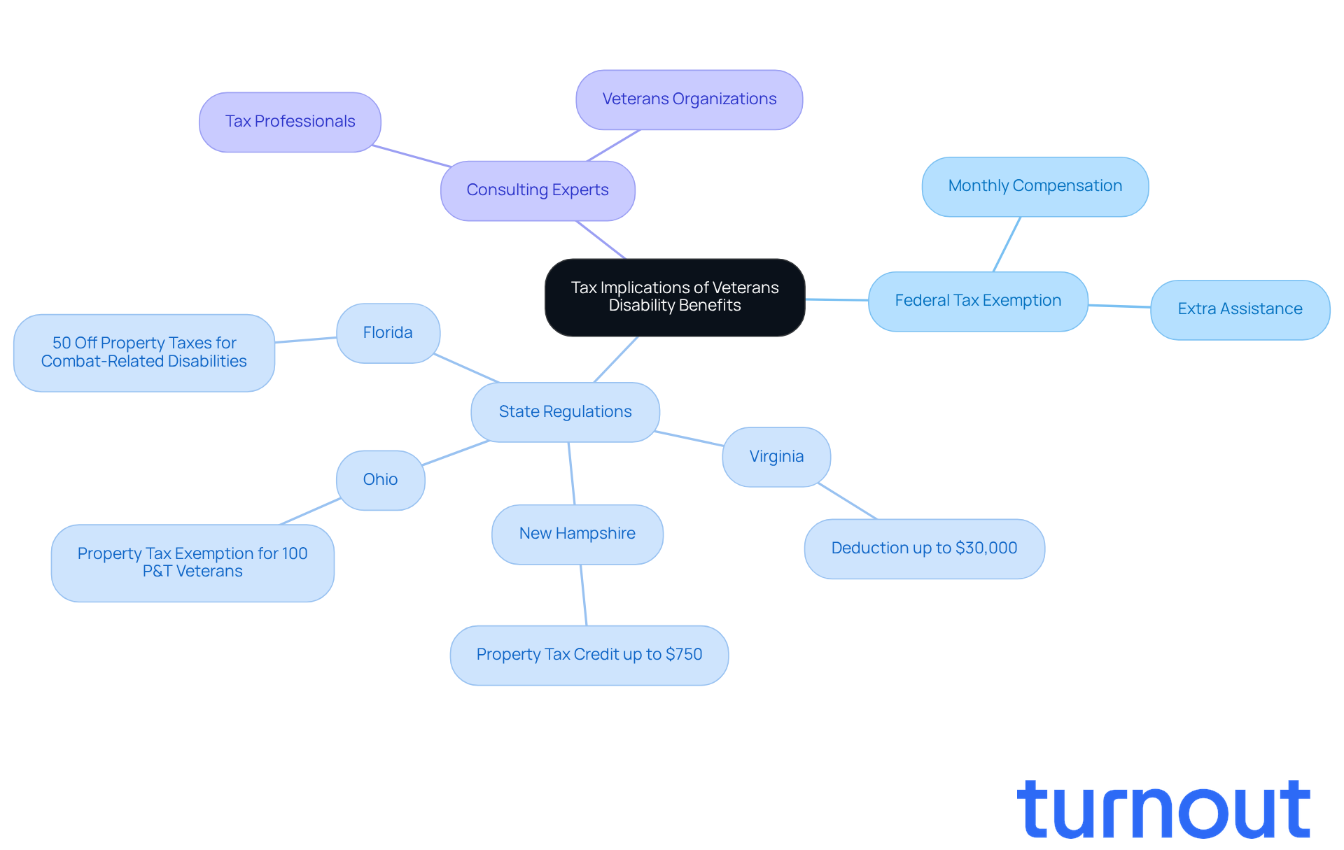 The central node represents the main topic, while branches show related areas of information. Each color-coded branch helps you navigate through federal rules, state-specific regulations, and the importance of seeking expert advice.