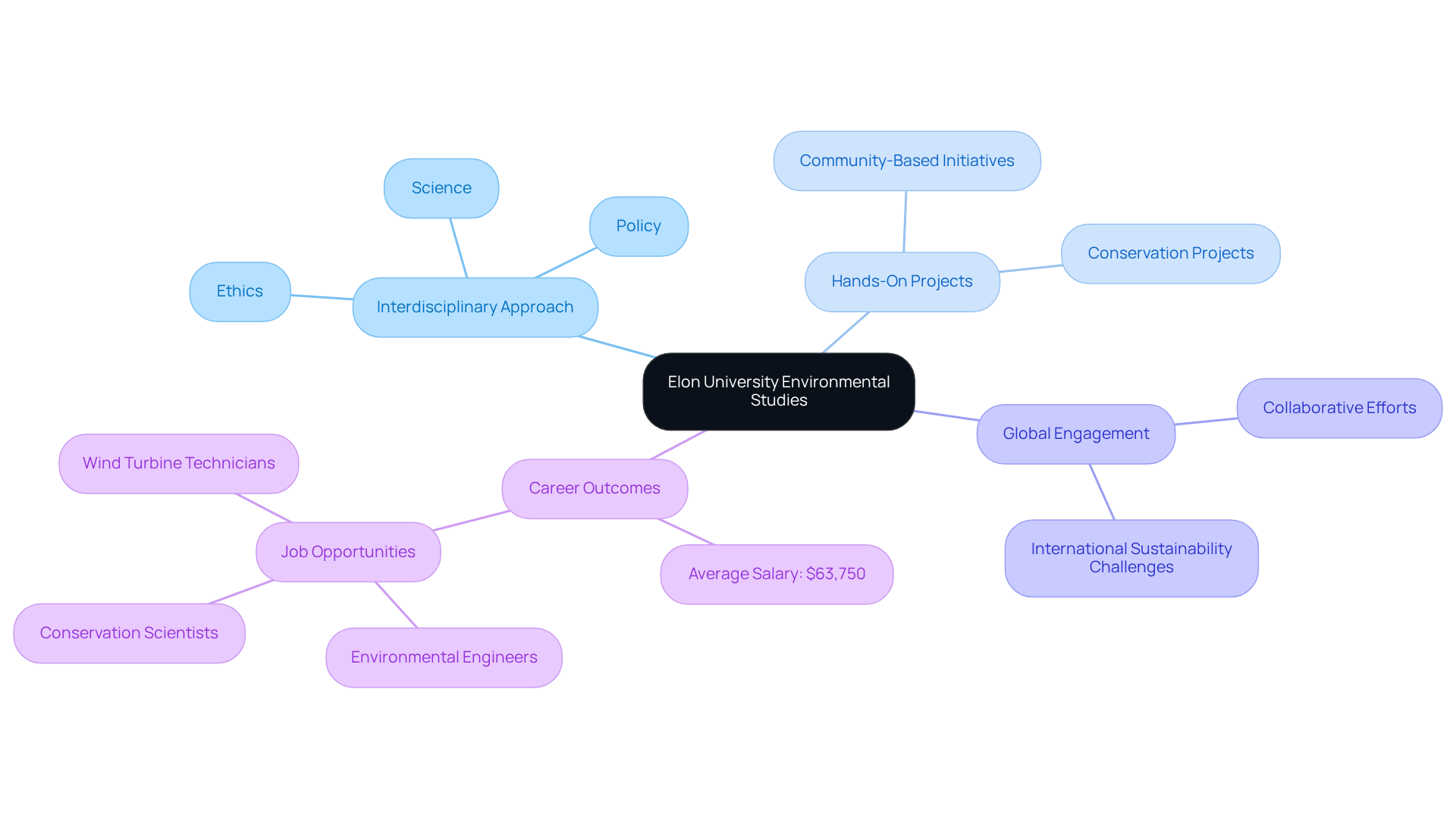 The center represents the program itself. Each branch explores a different aspect of the program, showing how they contribute to a comprehensive understanding of sustainability.