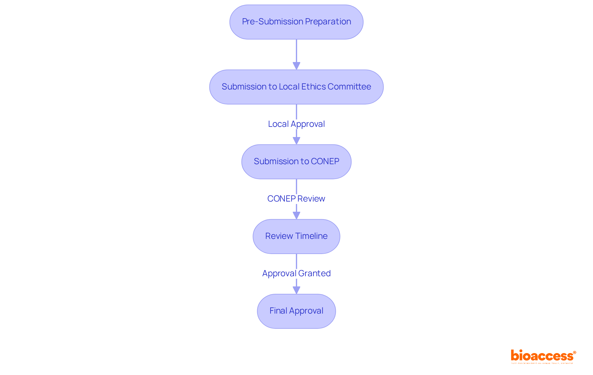 This flowchart outlines the steps researchers must take to get IRB approval in Brazil. Start at the top with preparation, then follow the arrows down through each step until you reach final approval. Each box explains what needs to be done at that stage.