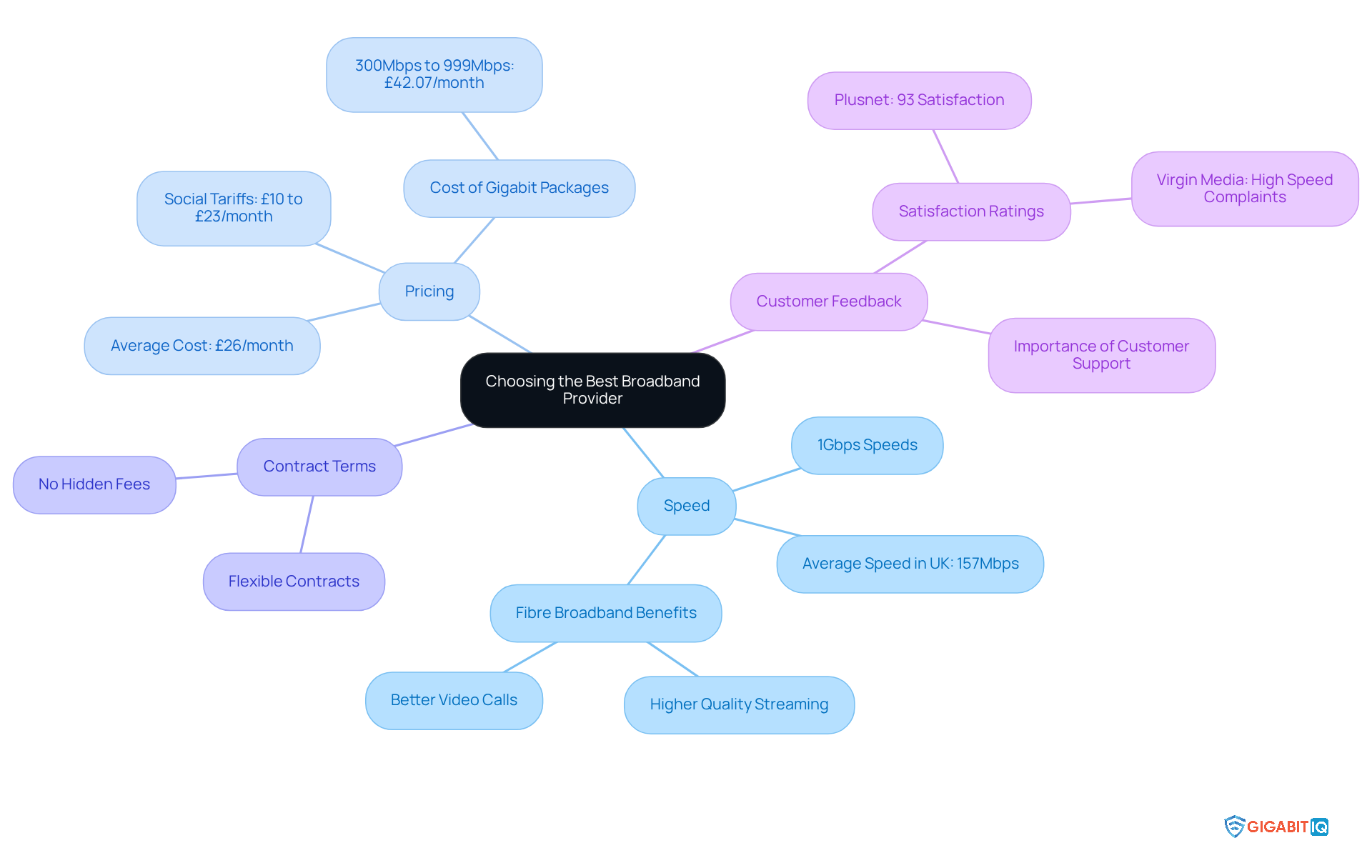 The center shows the main goal of finding the best provider. Each branch represents a key factor to consider, with further details underneath. This layout helps you visualize all the important aspects you need to think about. The center shows the main goal of finding the best provider. Each branch represents a key factor to consider, with further details underneath. This layout helps you visualize all the important aspects you need to think about.
