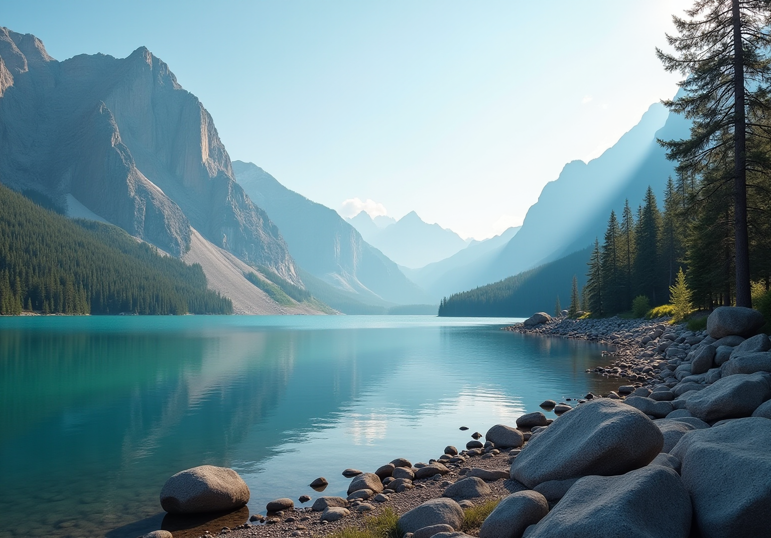 Serene Mountain Lake Landscape