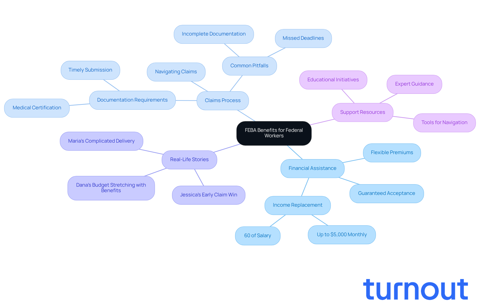 The central node represents FEBA Benefits, while the branches show different aspects of support available to federal workers during pregnancy. Each branch highlights important information that can help you navigate your maternity leave. The central node represents FEBA Benefits, while the branches show different aspects of support available to federal workers during pregnancy. Each branch highlights important information that can help you navigate your maternity leave.