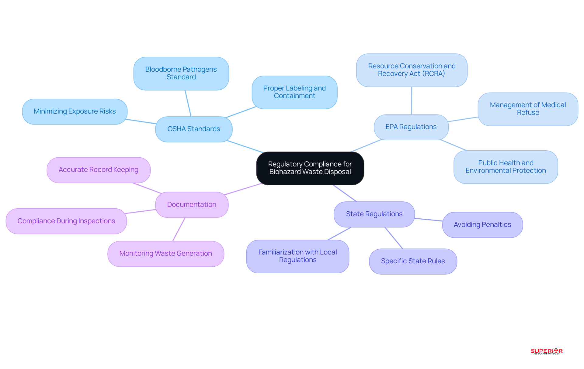 The central node represents the main topic, while the branches show different regulatory areas. Each sub-branch provides specific details about compliance requirements, helping you understand how they connect. The central node represents the main topic, while the branches show different regulatory areas. Each sub-branch provides specific details about compliance requirements, helping you understand how they connect.