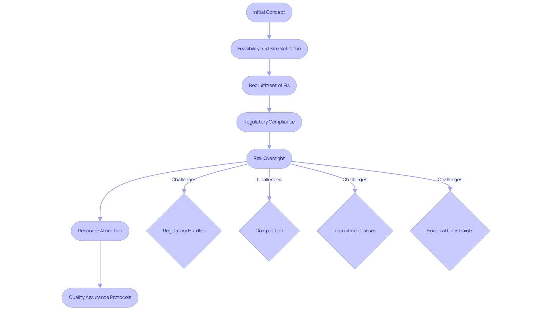 Boxes represent key responsibilities (in one color), while challenges are represented in another color, with arrows indicating flow and relationships.