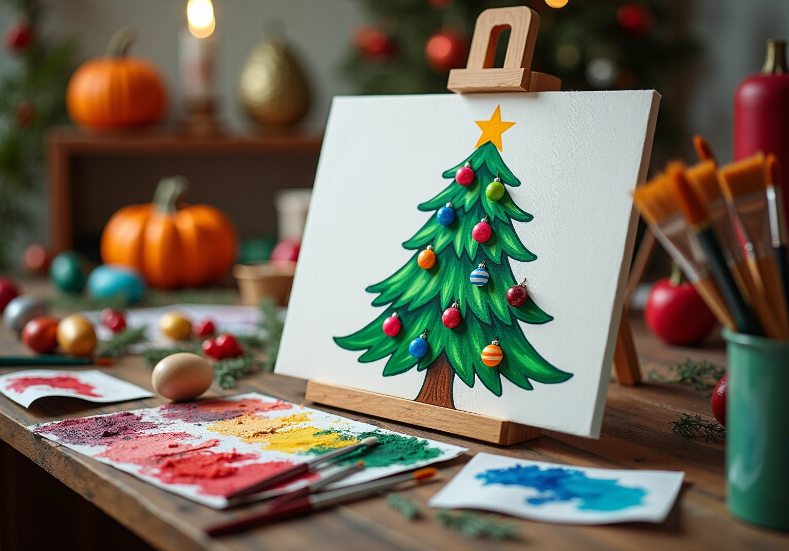 Joyful Holiday-Themed Painting Session