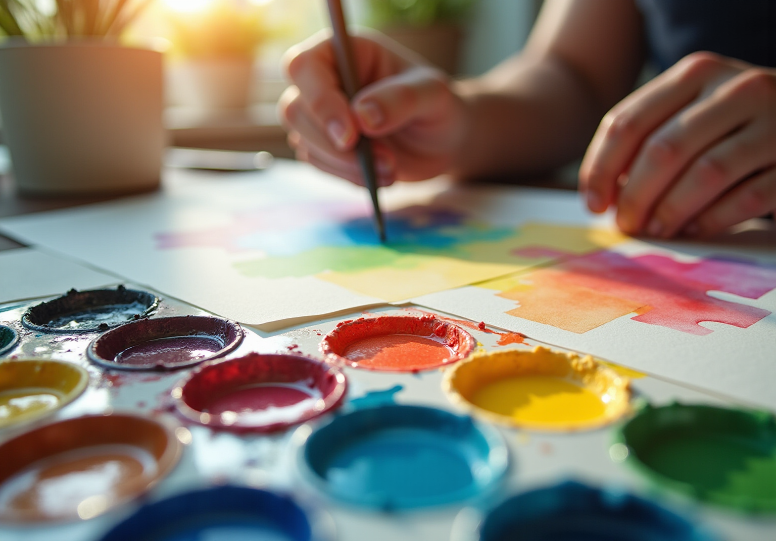 Artistic Workspace with Winsor & Newton Watercolors Artistic Workspace with Winsor & Newton Watercolors