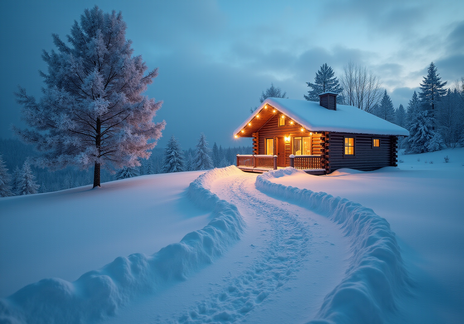 Cozy Cabin in a Winter Landscape Cozy Cabin in a Winter Landscape