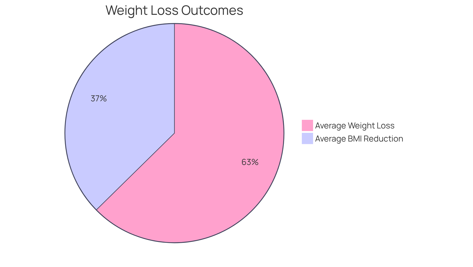 This pie chart shows how much weight participants lost on average and how much their body mass index decreased. Each slice represents a different aspect of the health improvements achieved through personalized programs.