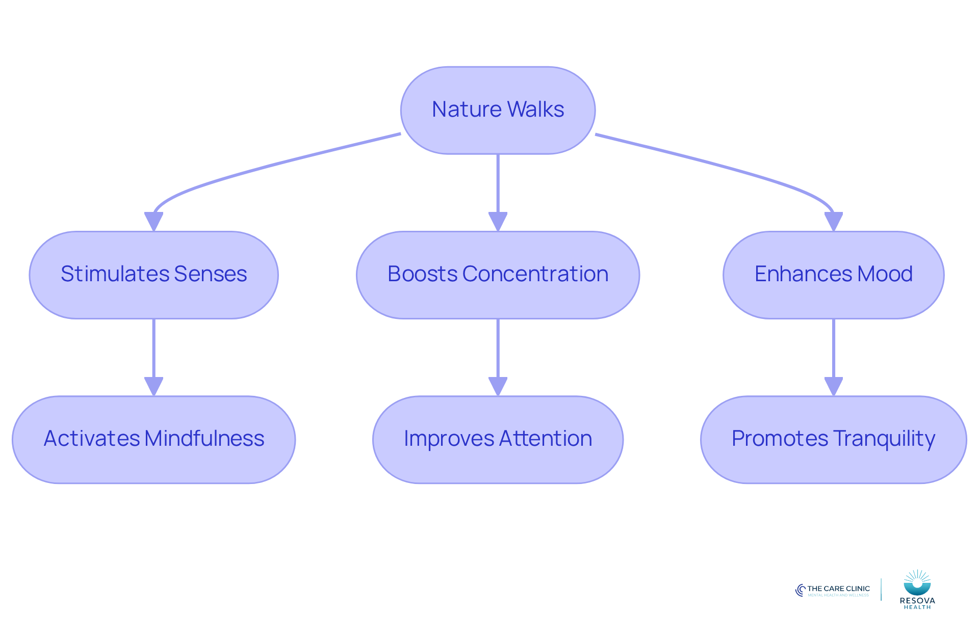 Follow the arrows to see how engaging in nature walks leads to improvements in focus and emotional health. Each step shows a benefit of connecting with nature, helping you understand the positive impact of this simple activity. Follow the arrows to see how engaging in nature walks leads to improvements in focus and emotional health. Each step shows a benefit of connecting with nature, helping you understand the positive impact of this simple activity.