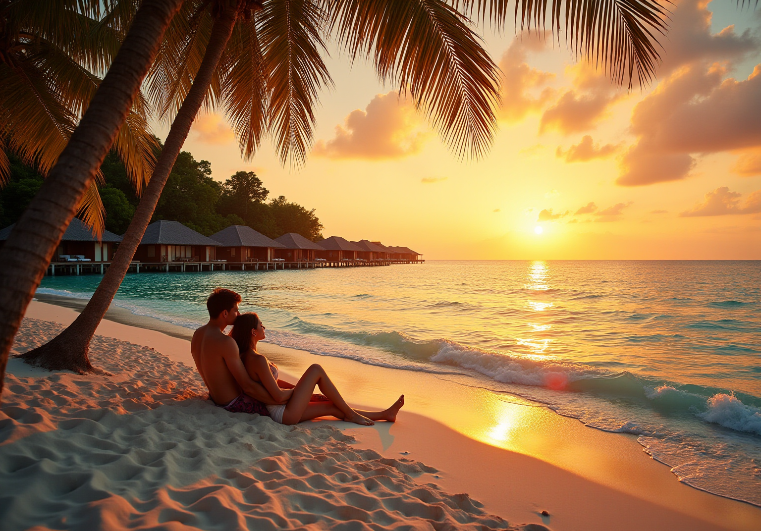 Romantic Sunset in the Maldives