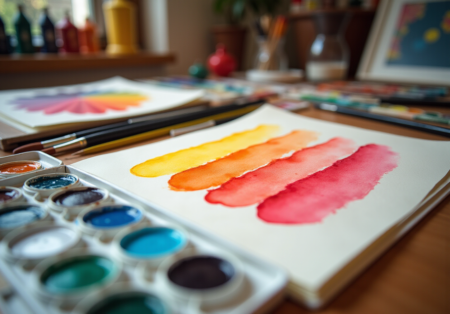 Artistic Workspace with Sennelier Watercolors Artistic Workspace with Sennelier Watercolors