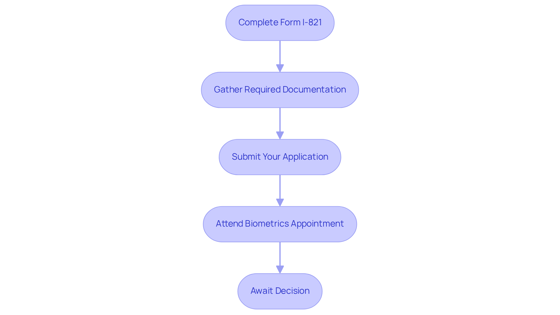 Each box represents a crucial step in the TPS application process — follow the arrows to understand the order in which you need to complete them. It's like a roadmap guiding you through the application!