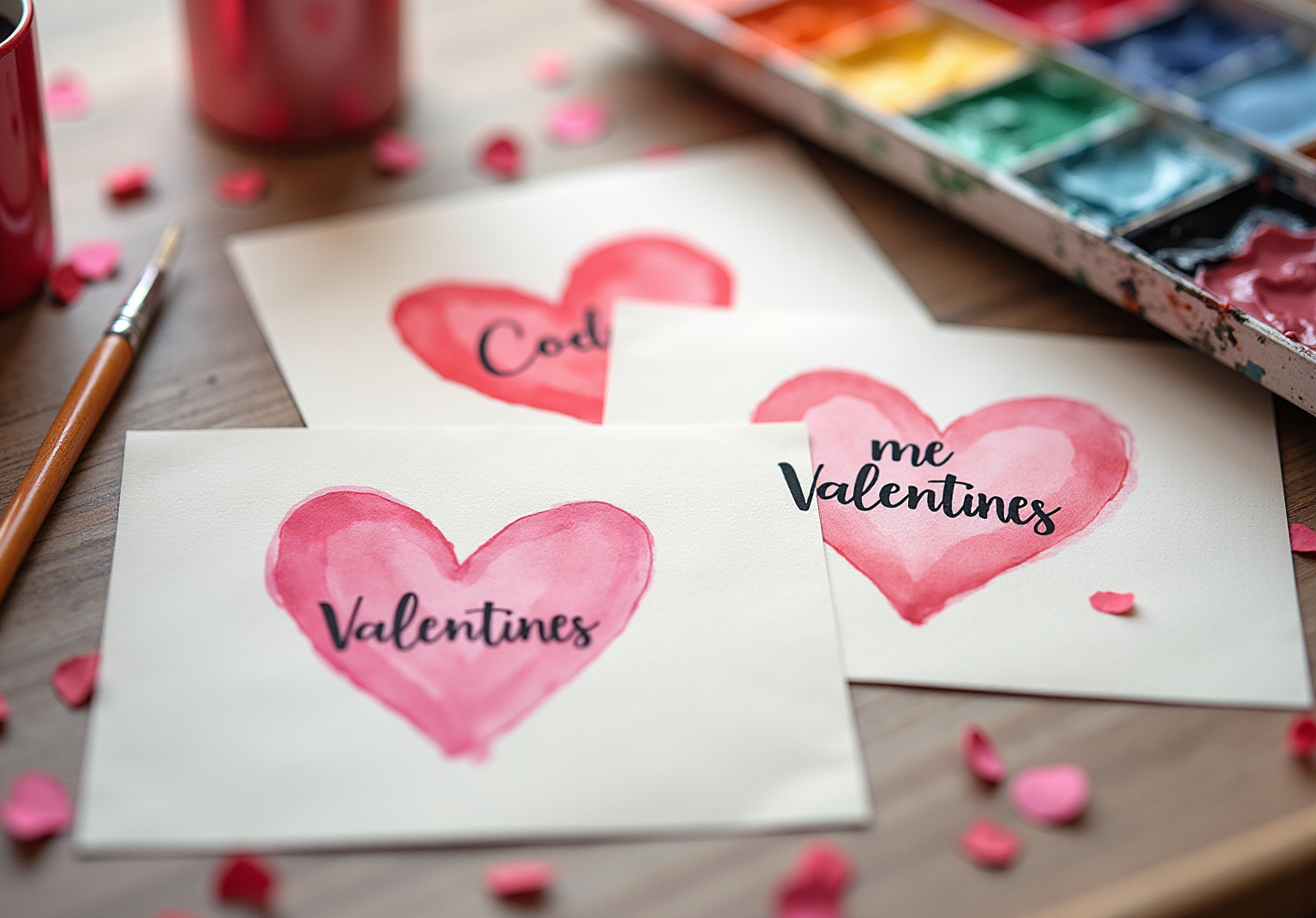 Customizable Watercolor Valentines