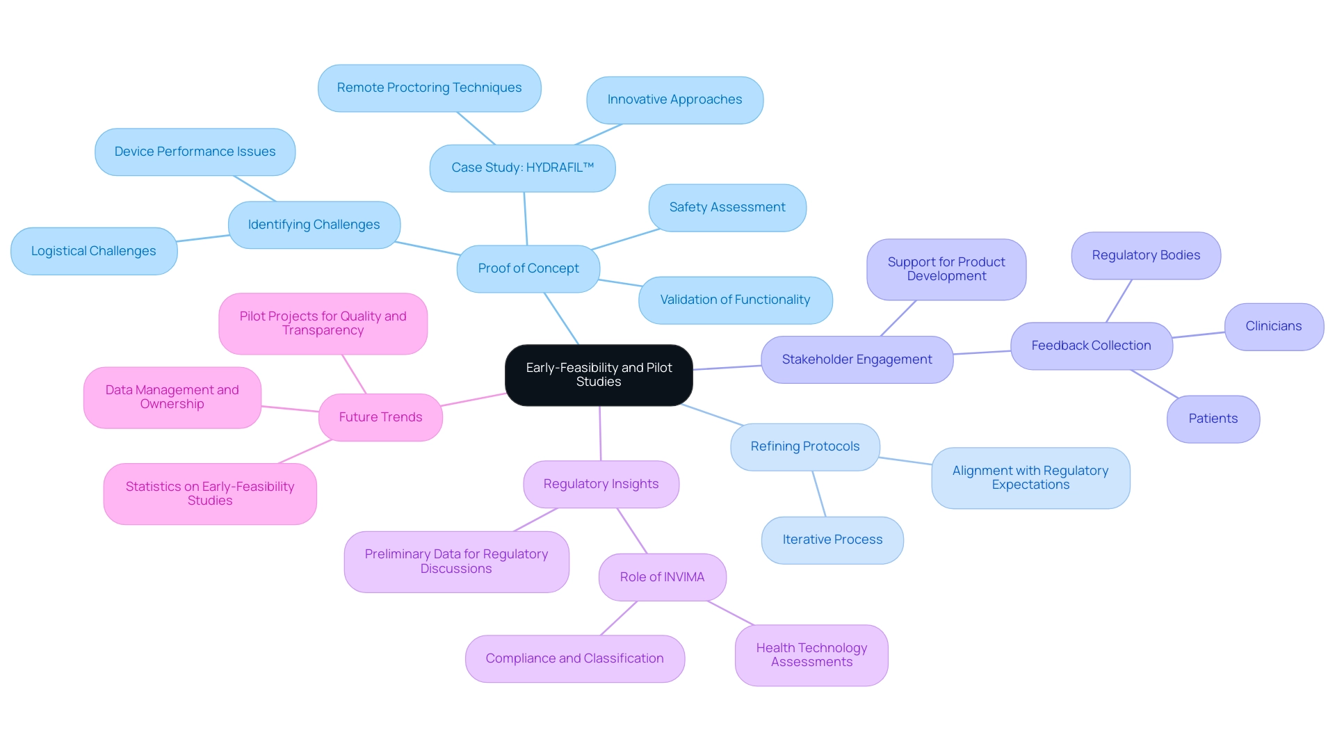 The central node represents the main topic, with branches showing key functions and their respective subcategories.