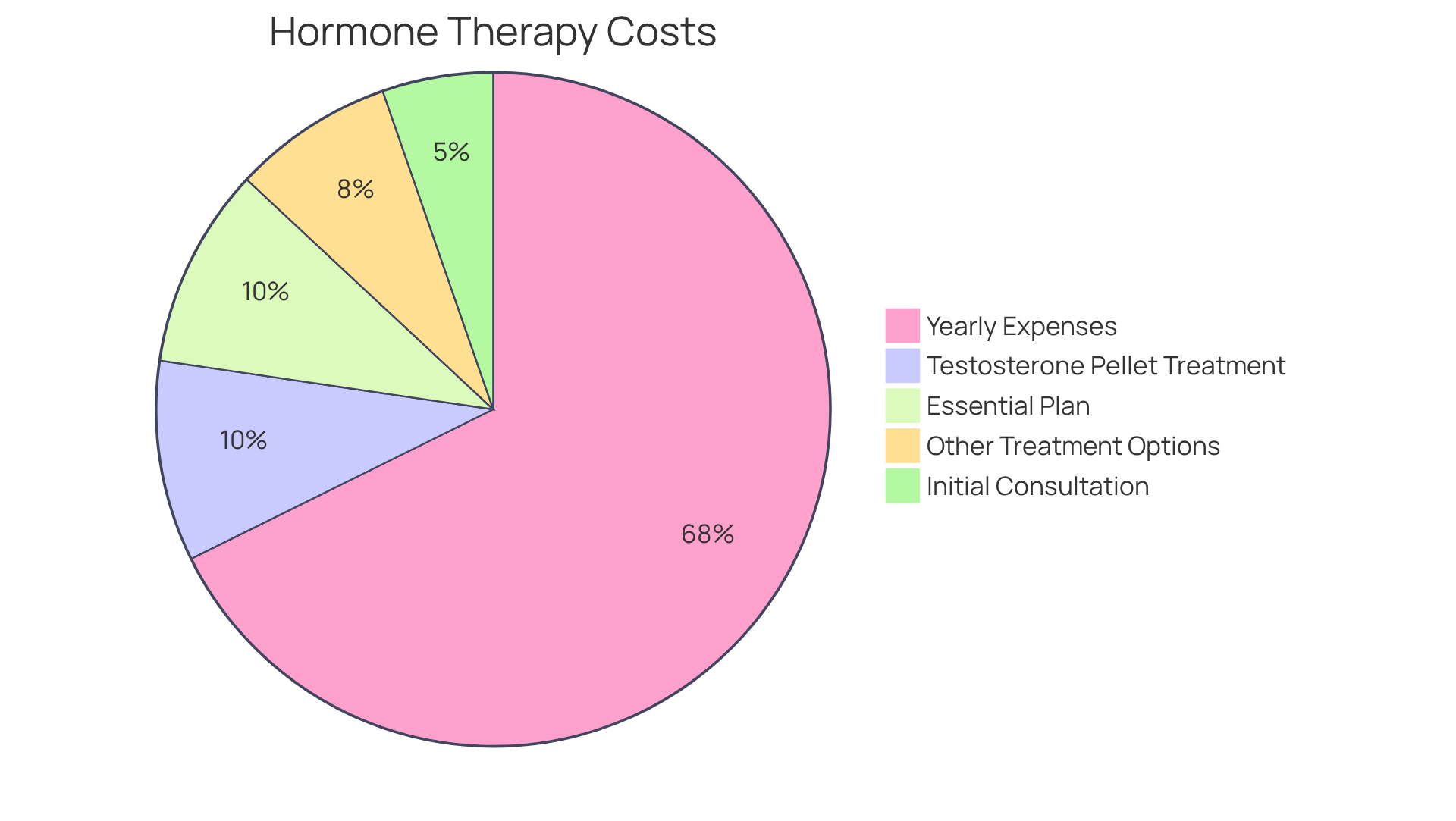 Each slice of the pie chart shows a different cost related to hormone therapy. The larger the slice, the more significant that cost is in relation to the total expenses. This helps you see where your money goes when considering treatment options.