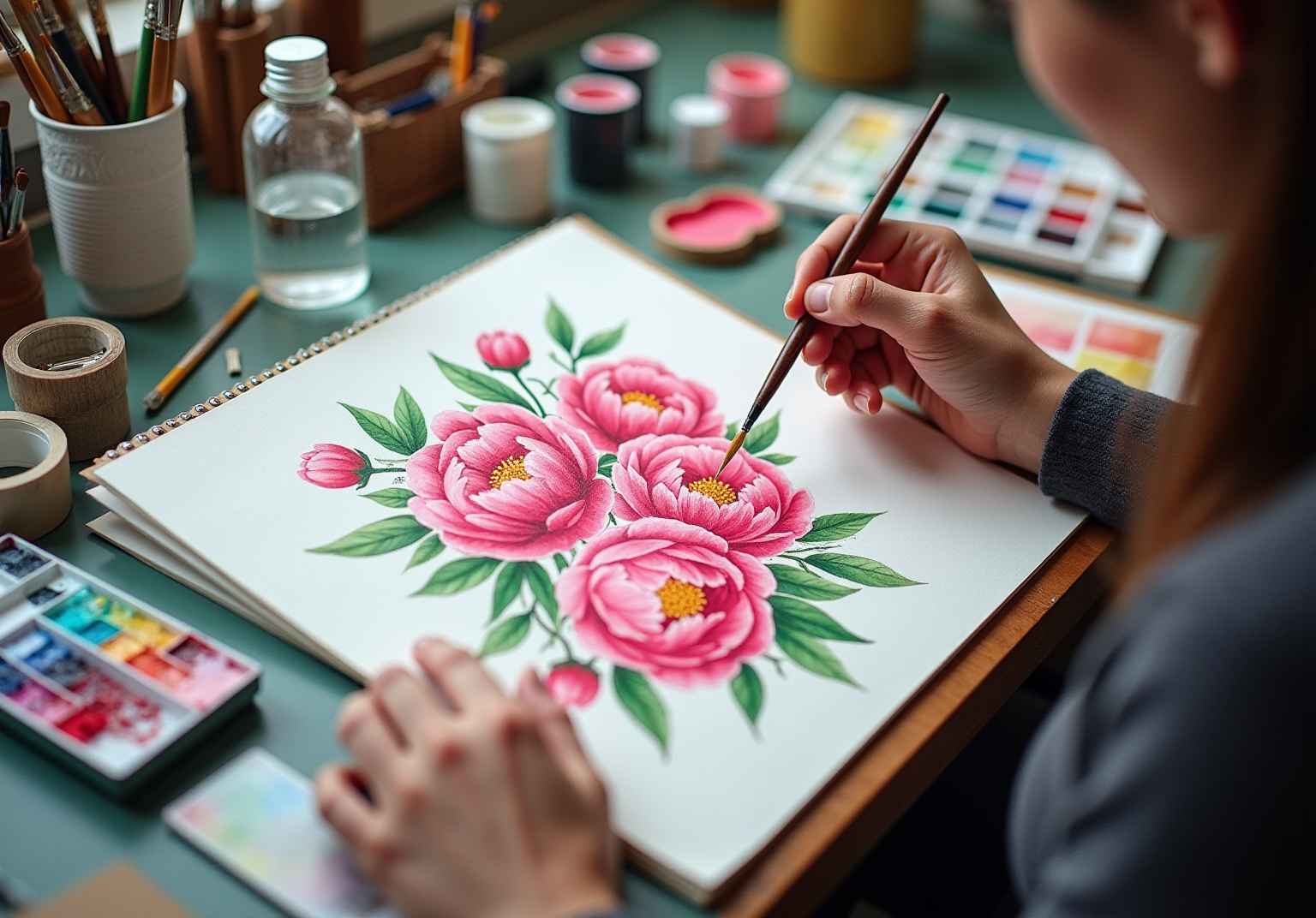 Finalizing a Peony Watercolor