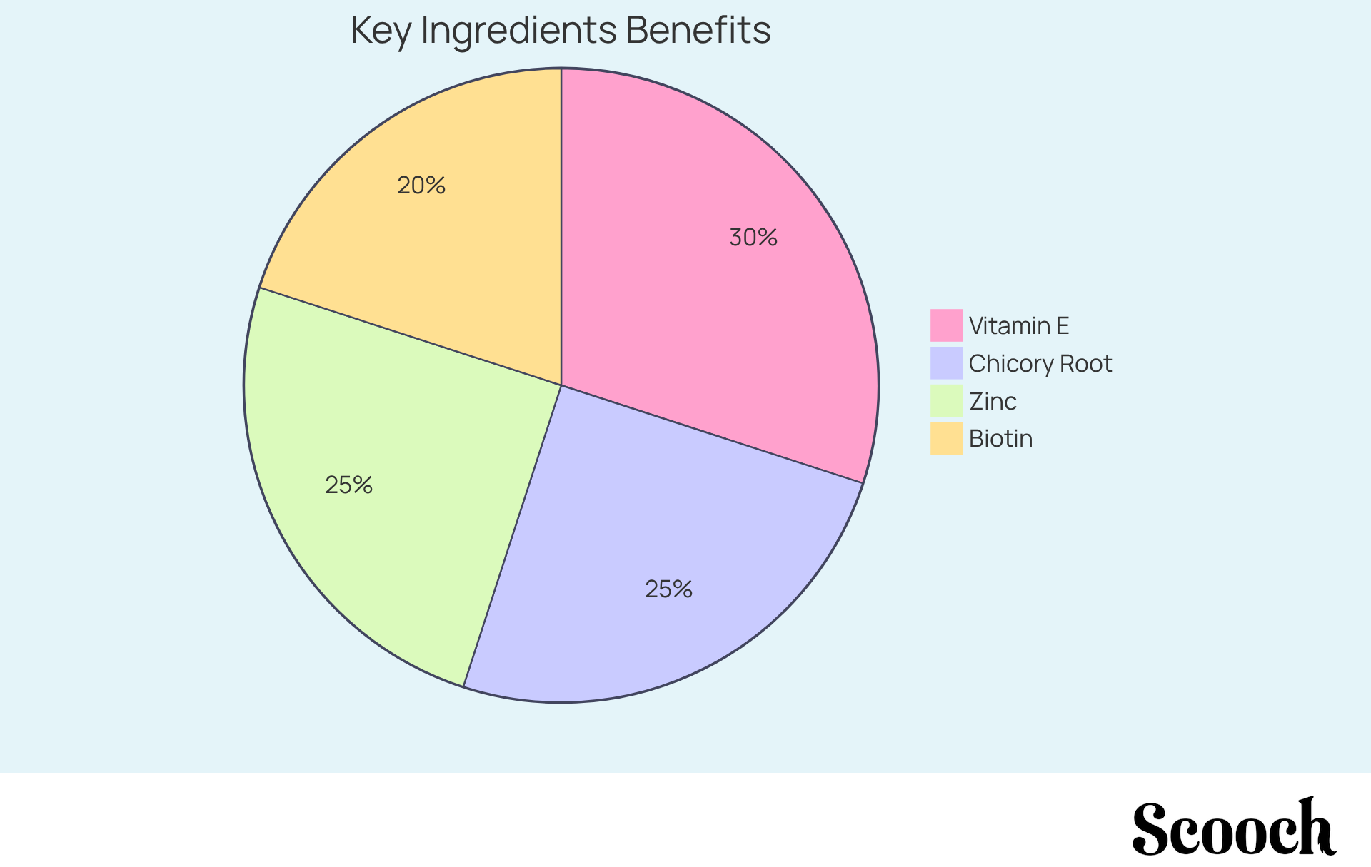 Each segment of the pie chart shows an important ingredient in Scooch supplements. The size of each slice indicates its role in promoting your dog's health - the bigger the slice, the more significant its contribution! Each segment of the pie chart shows an important ingredient in Scooch supplements. The size of each slice indicates its role in promoting your dog's health - the bigger the slice, the more significant its contribution!