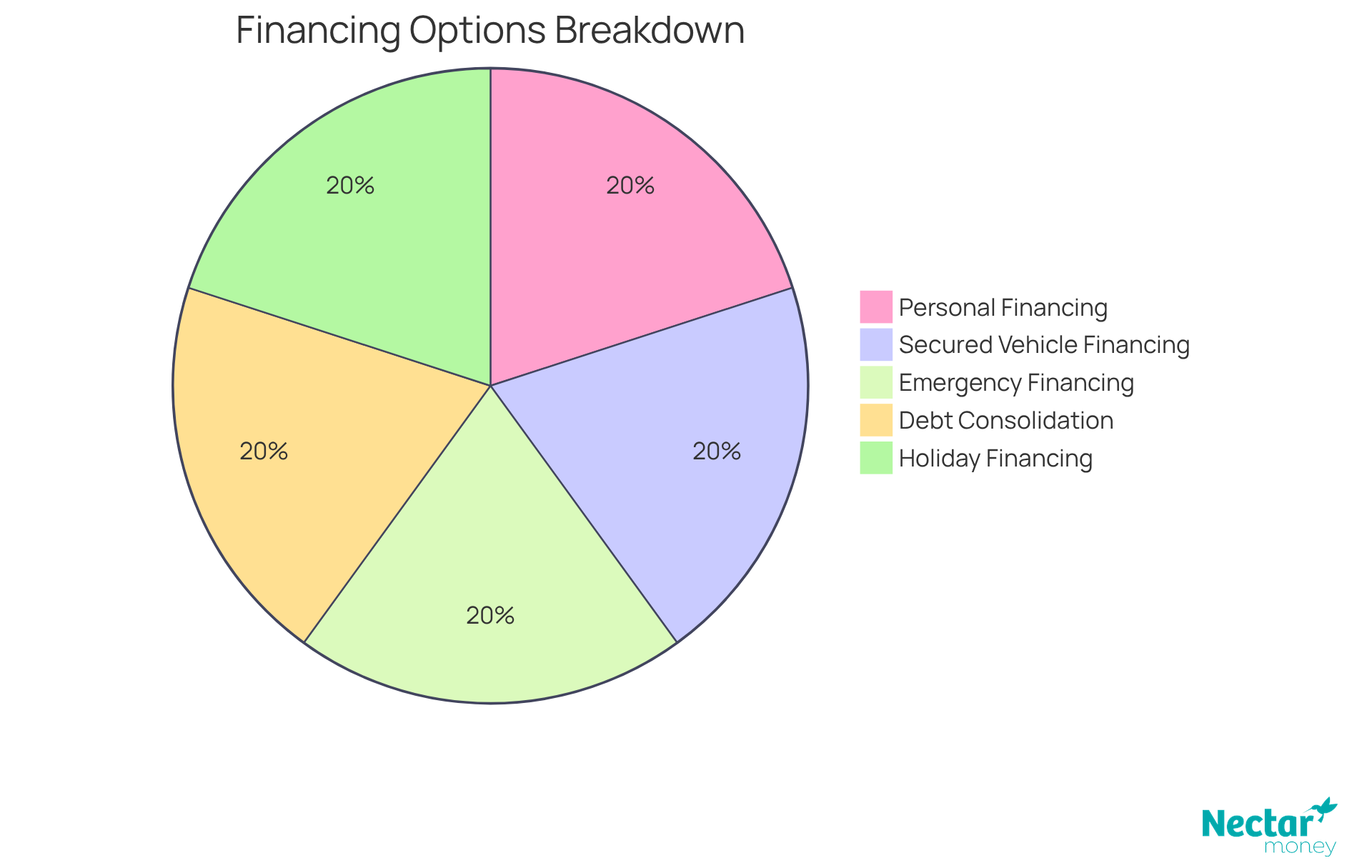 Each slice of the pie represents a different type of loan product available. The size of each slice shows how significant that product is within the company's overall offerings.