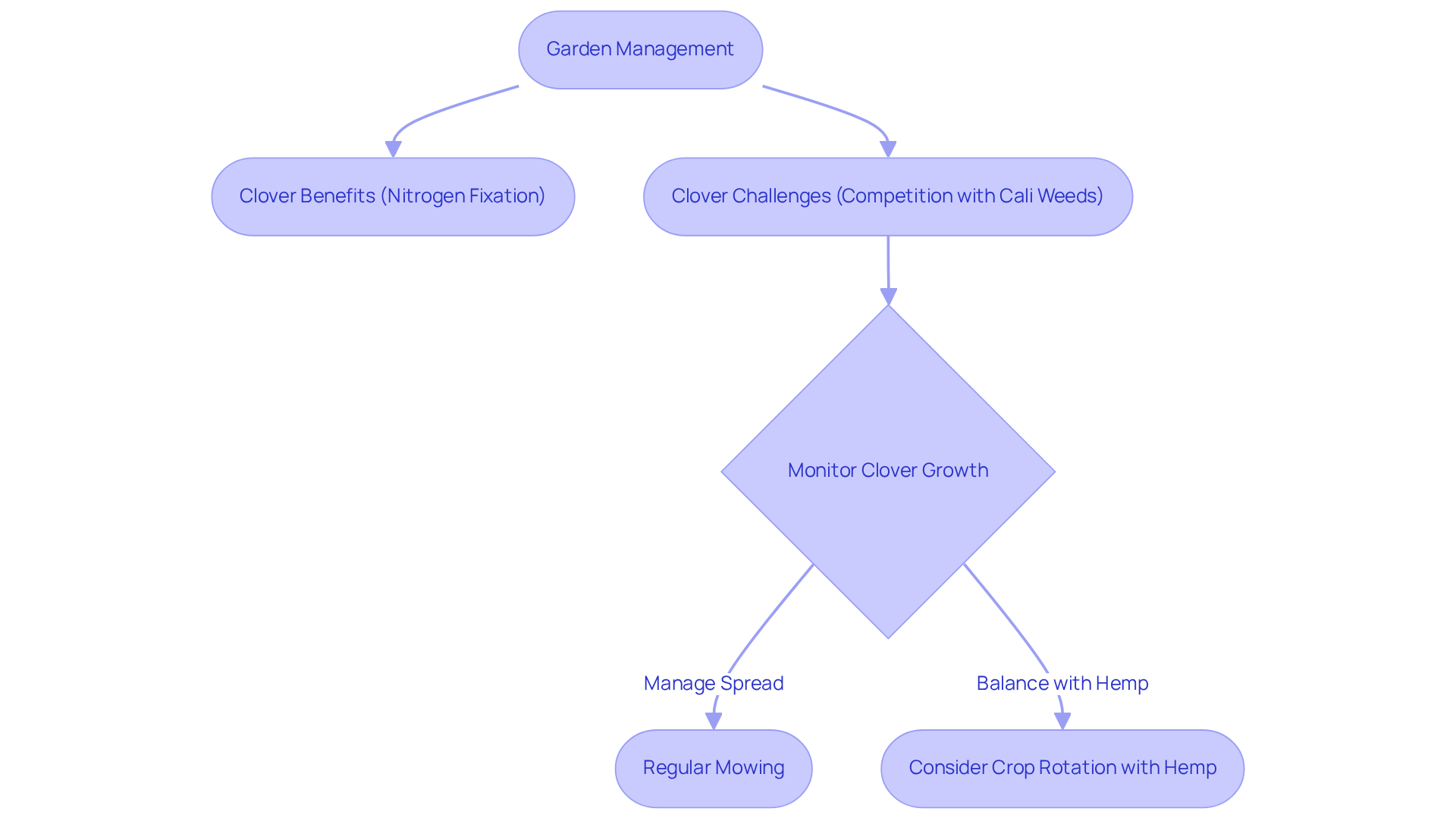 Follow the arrows to see how to manage clover and cali weeds together. Each step shows what to consider and what actions to take for a thriving garden. Follow the arrows to see how to manage clover and cali weeds together. Each step shows what to consider and what actions to take for a thriving garden.