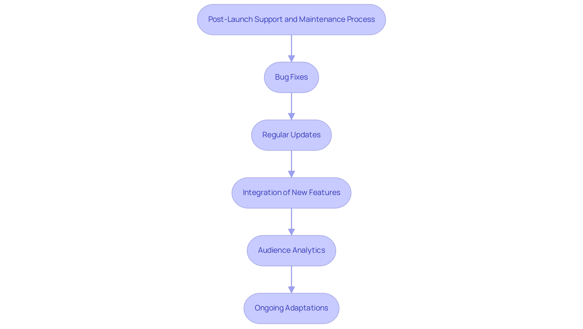 Each box represents a crucial aspect of post-launch support; the flow indicates the progression and interconnections between these components.