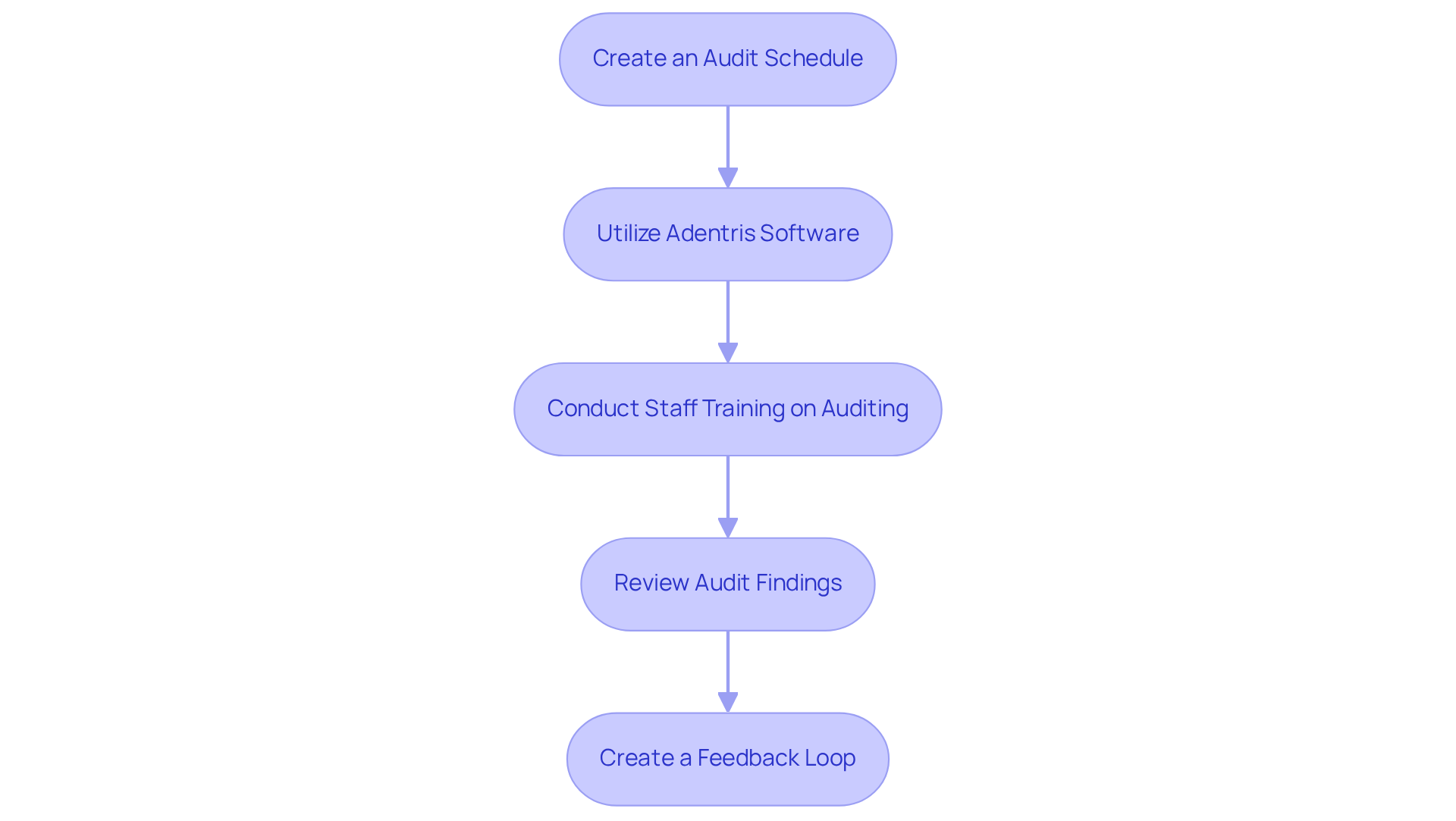 Each box represents a step in the auditing process. Follow the arrows to see how each step leads to the next, ensuring a comprehensive approach to monitoring and compliance.