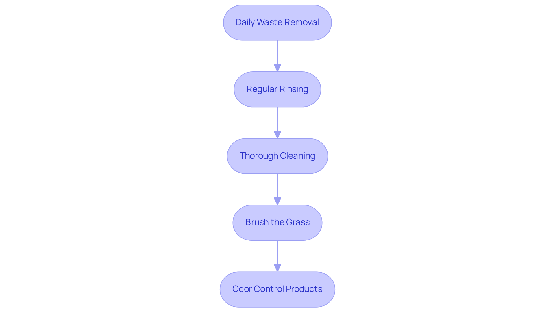 Each box represents a step in the maintenance process. Follow the arrows to see how each action contributes to keeping your artificial turf clean and odor-free.
