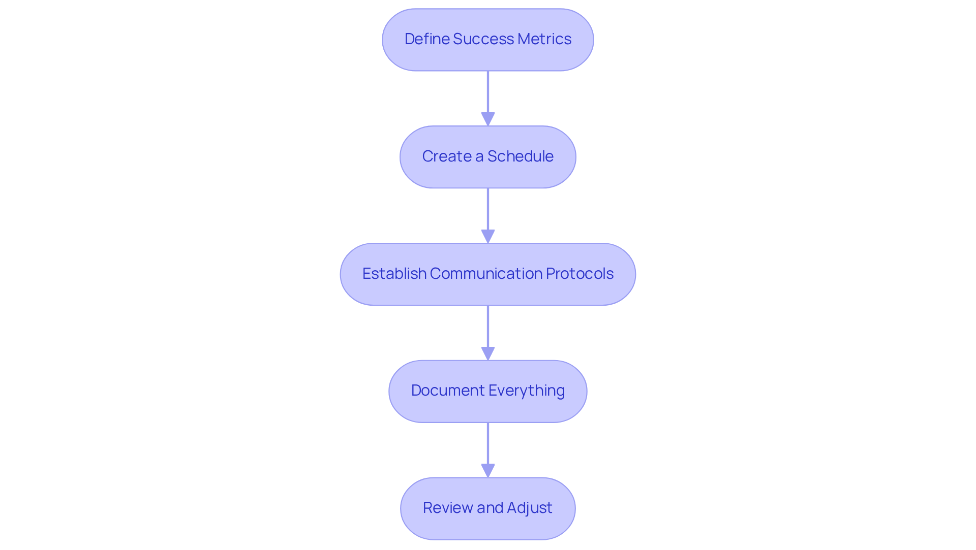 Each box represents a step in the process of setting expectations and success metrics. Follow the arrows to see how each step leads to the next, ensuring a structured approach to project management.