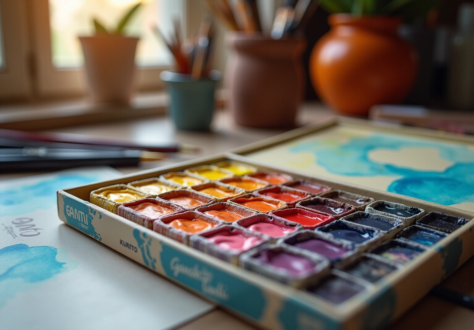 Kuretake Gansai Tambi Watercolors in an Artist's Studio Kuretake Gansai Tambi Watercolors in an Artist's Studio