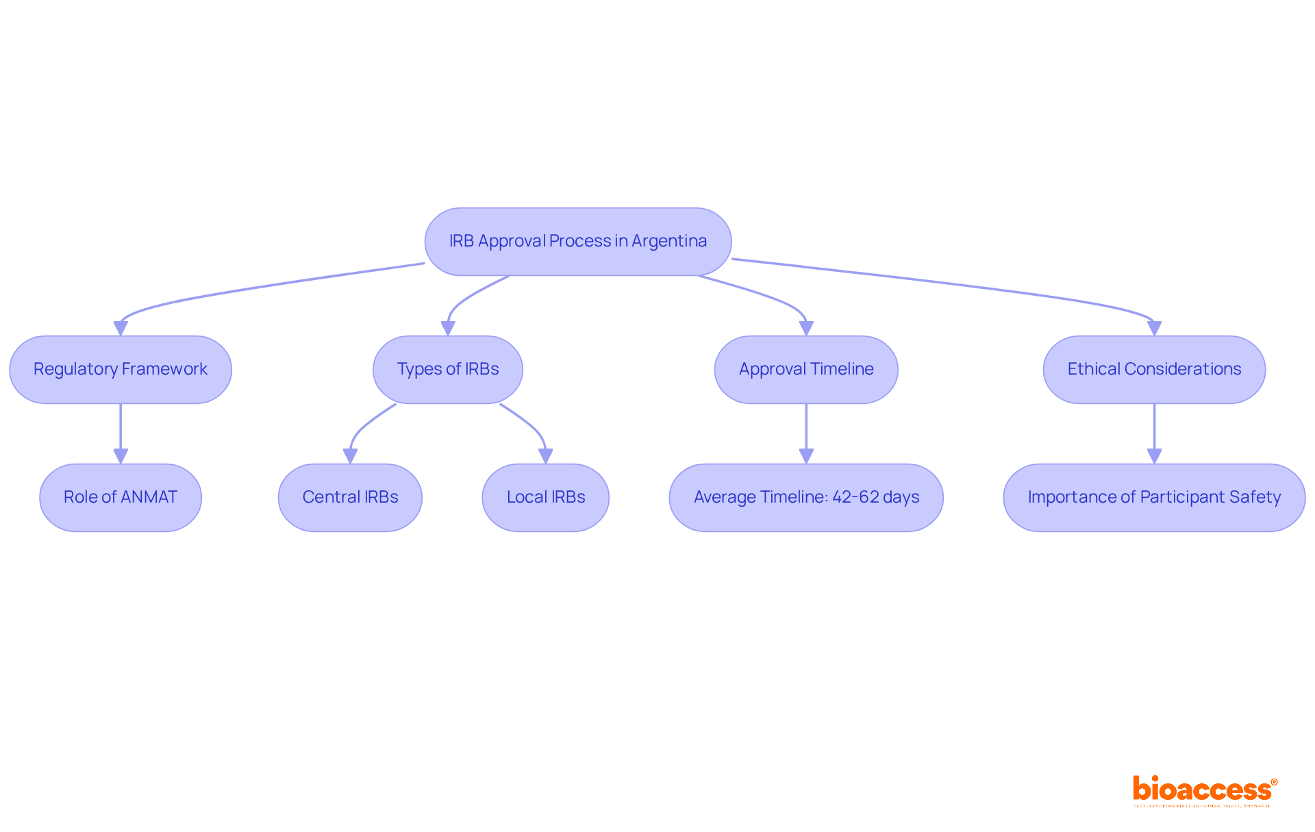 This flowchart outlines the steps and components involved in obtaining IRB approval in Argentina. Follow the arrows to see how each part connects and the order in which they should be addressed.