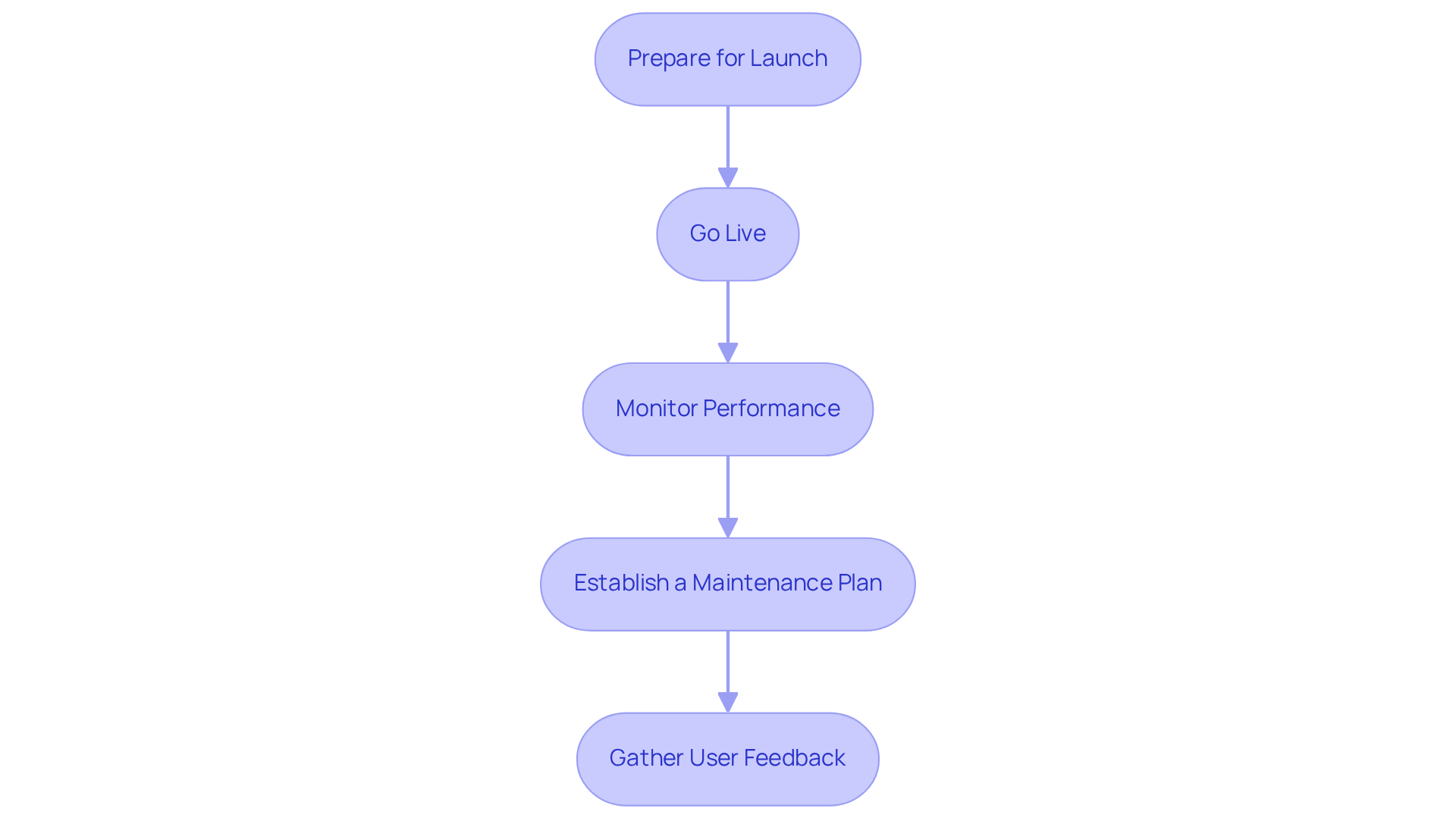 Each box represents a crucial step in the website launch and maintenance journey. Follow the arrows to see how each step leads to the next, ensuring a smooth transition from preparation to ongoing improvement. Each box represents a crucial step in the website launch and maintenance journey. Follow the arrows to see how each step leads to the next, ensuring a smooth transition from preparation to ongoing improvement.
