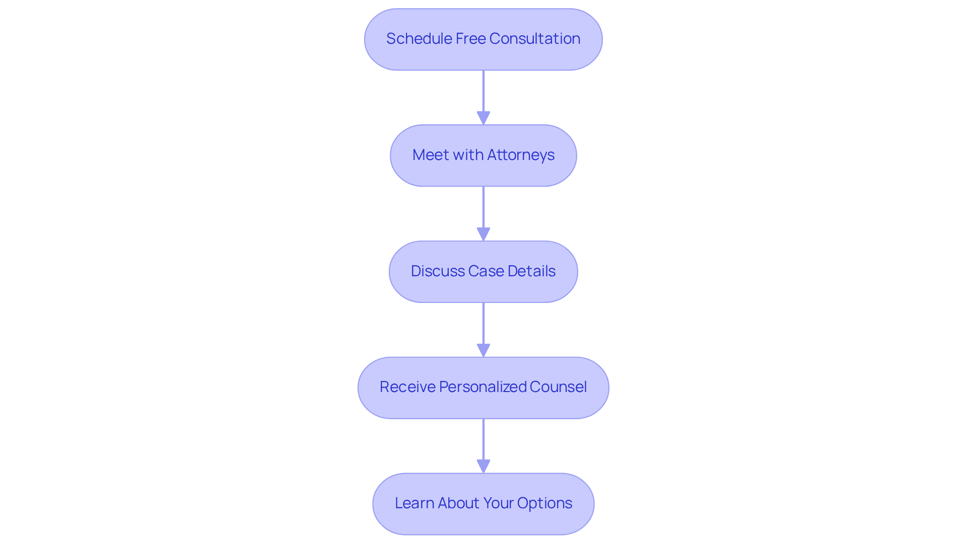 Follow the arrows to see each step in the immigration journey, from scheduling a consultation to understanding your options. Each box represents a key action you need to take.