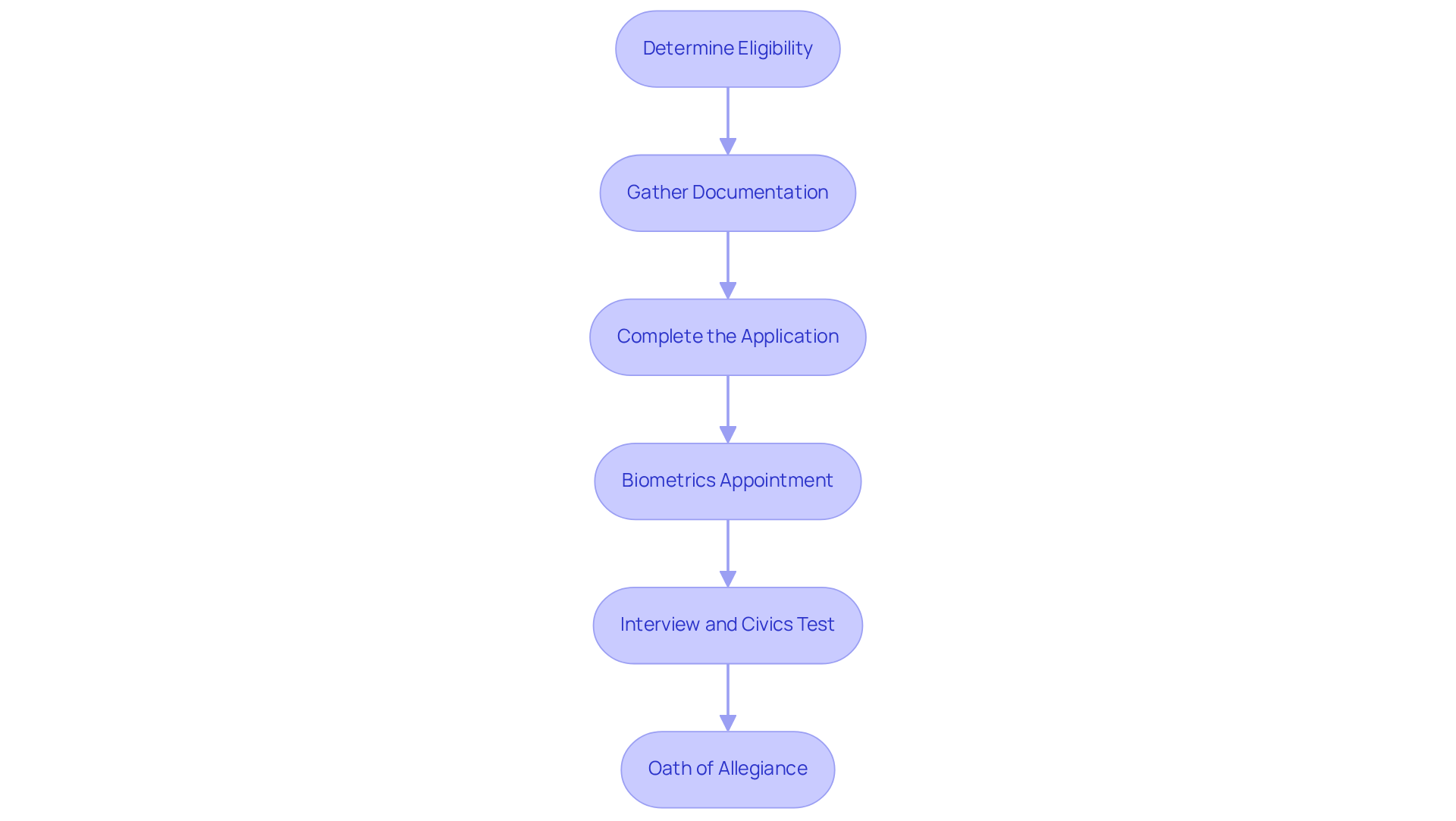 Each box represents a step in the citizenship process. Follow the arrows to see how to progress from one step to the next, ensuring you complete each part in order.