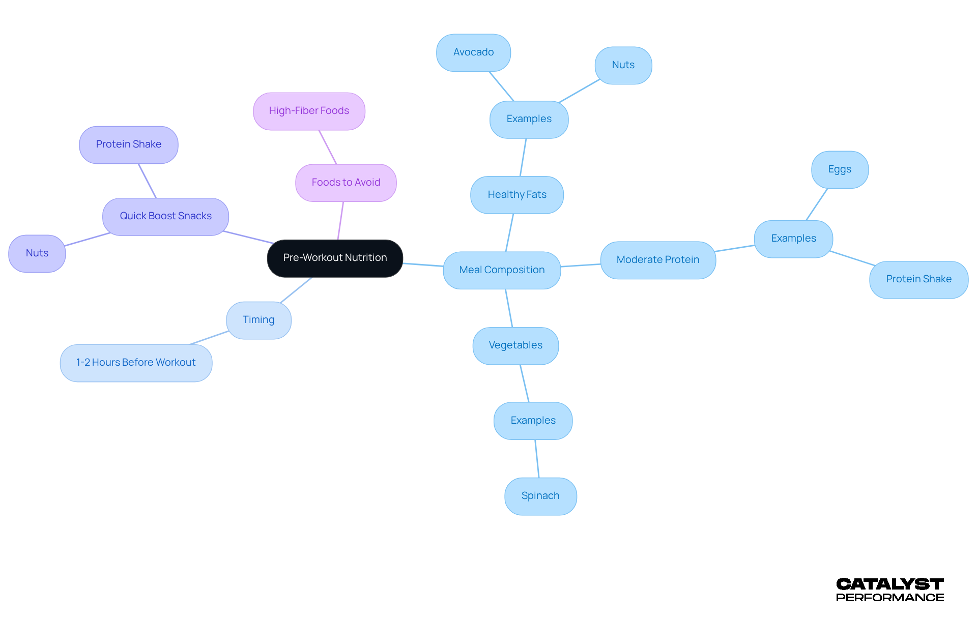 The center shows the main focus on nutrition before workouts. Each branch represents a different aspect of nutrition, with tips and examples to help you fuel your body effectively. The center shows the main focus on nutrition before workouts. Each branch represents a different aspect of nutrition, with tips and examples to help you fuel your body effectively.
