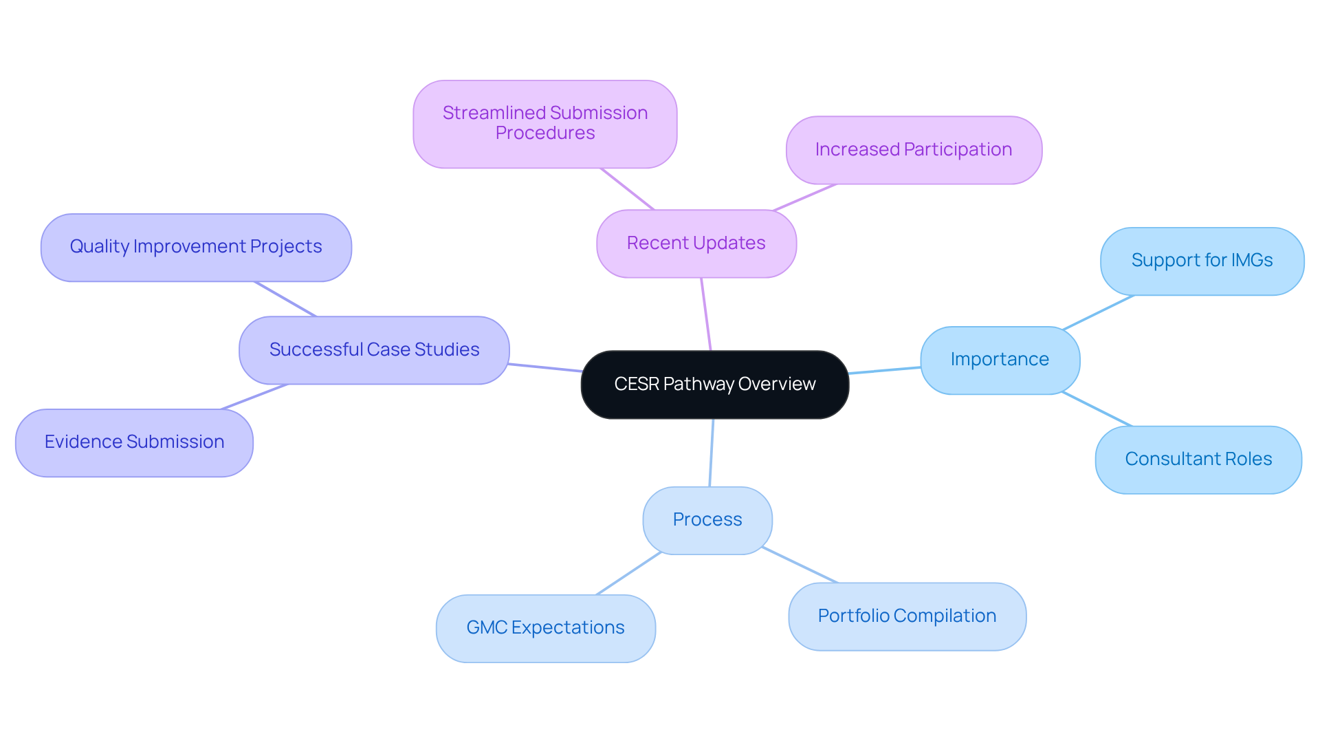 Start at the center with the CESR pathway, then explore each branch to understand its significance, the steps involved, and real-world examples of success. Start at the center with the CESR pathway, then explore each branch to understand its significance, the steps involved, and real-world examples of success.
