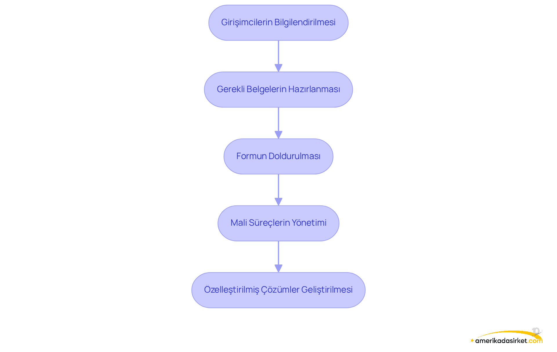 Her kutu, sürecin bir aşamasını temsil eder. Oklar, bu aşamaların nasıl birbirine bağlı olduğunu gösterir. Sürecin her adımında girişimcilerin nasıl desteklendiğini takip edebilirsiniz.