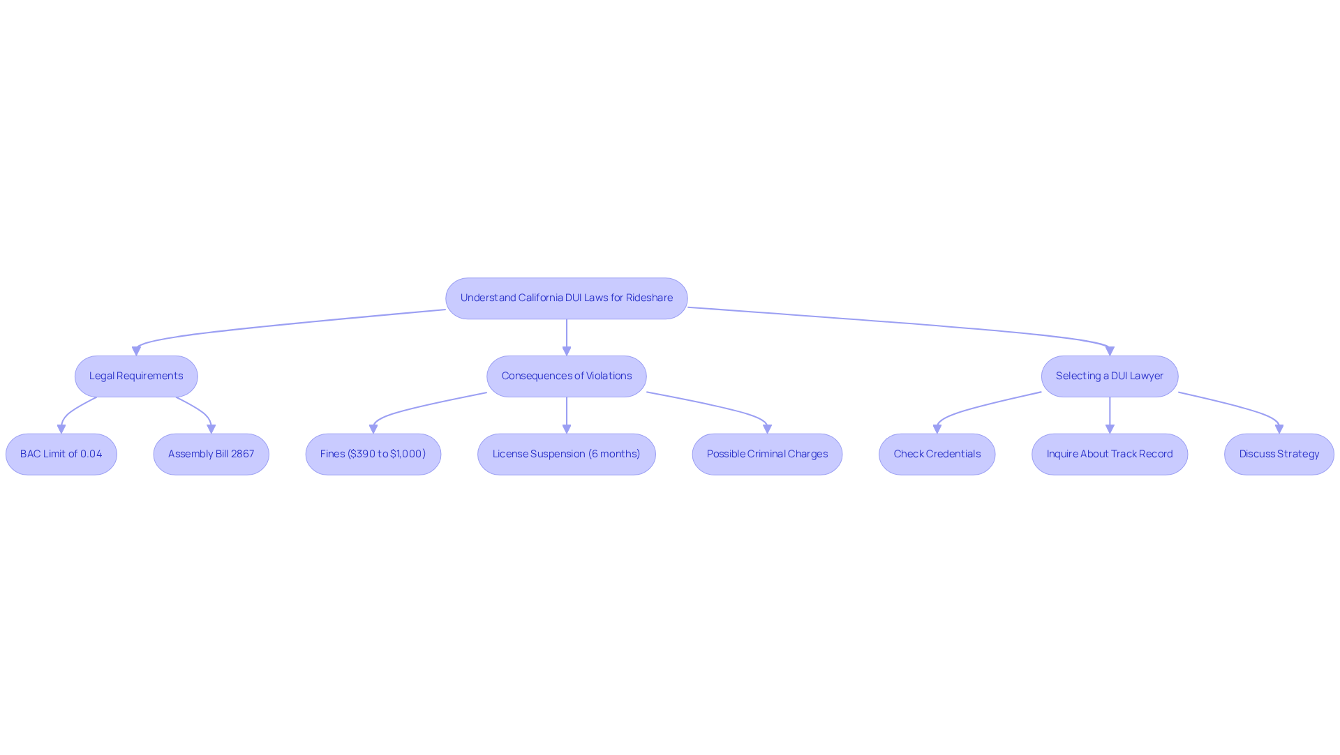 This flowchart guides you through understanding DUI laws for rideshare drivers, the penalties for violations, and how to choose the right legal representation. Follow the arrows to see each step and what you need to consider to protect your rights.