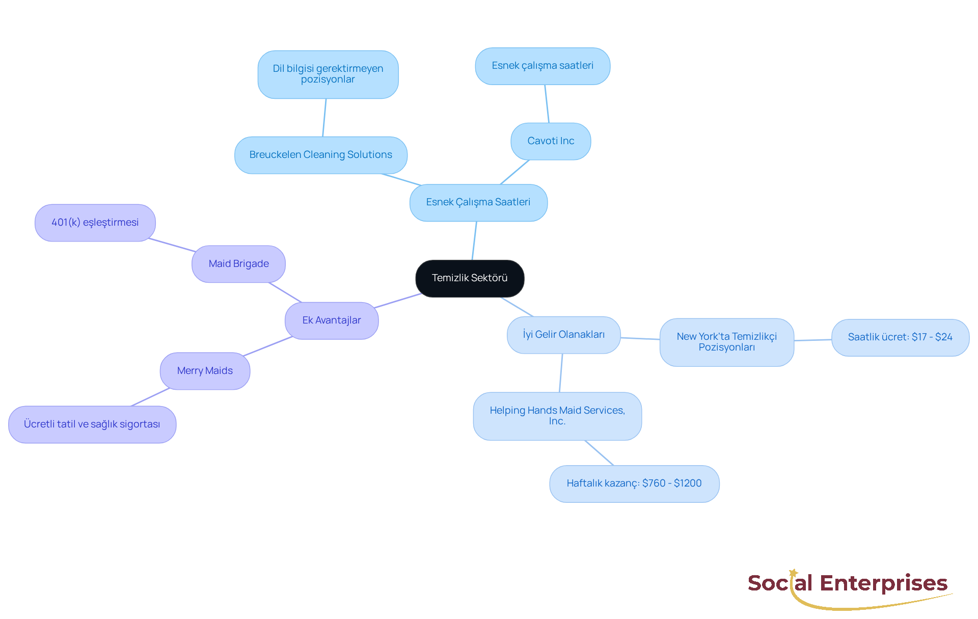 Merkezdeki ana konu olan temizlik sektörü, dallar aracılığıyla farklı fırsatları ve firmaları gösteriyor. Her dal, sektördeki önemli avantajları açıkça belirtirken, alt bilgiler de bu avantajları sağlayan firmaları tanımlıyor. Merkezdeki ana konu olan temizlik sektörü, dallar aracılığıyla farklı fırsatları ve firmaları gösteriyor. Her dal, sektördeki önemli avantajları açıkça belirtirken, alt bilgiler de bu avantajları sağlayan firmaları tanımlıyor.