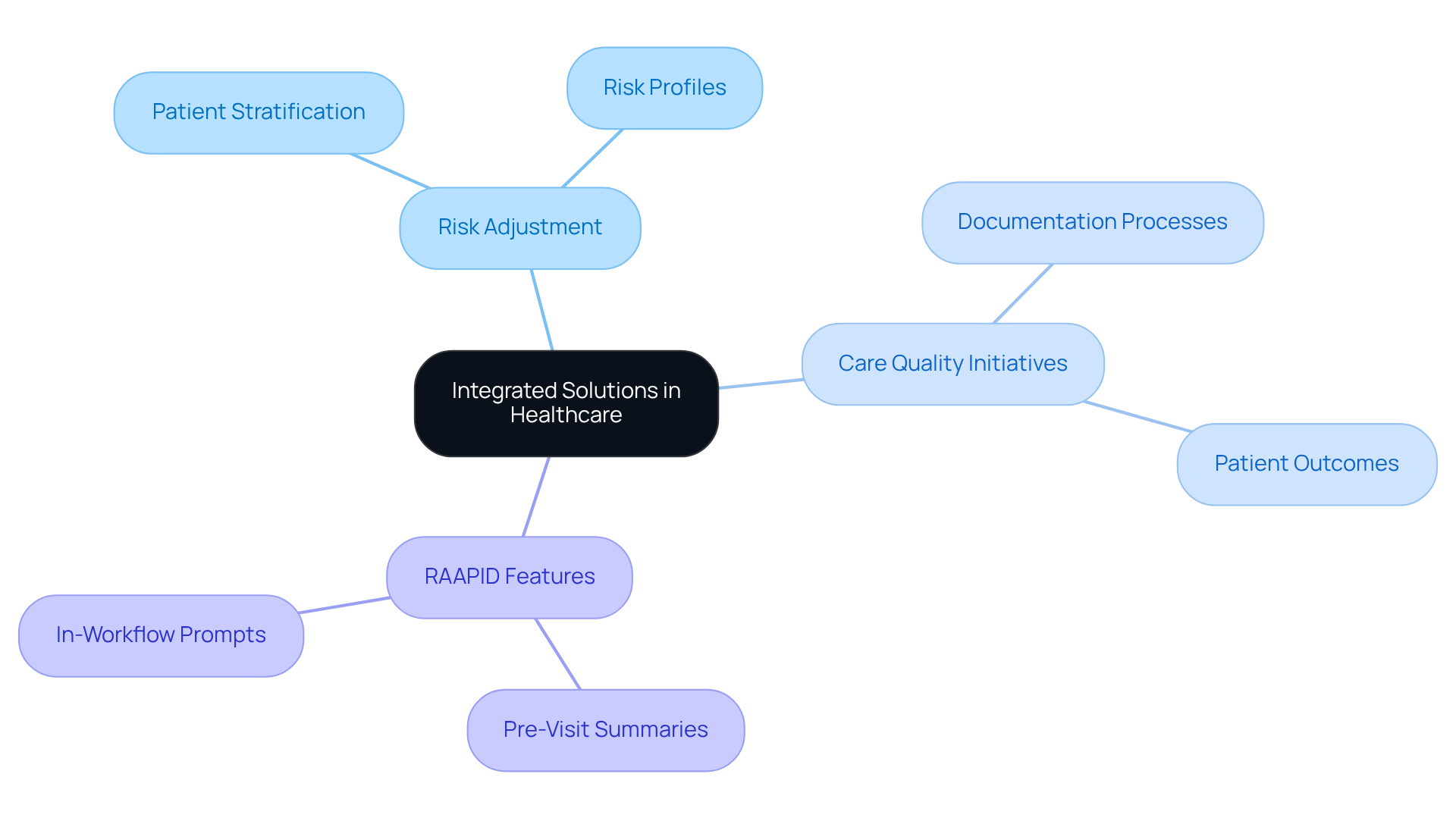 The central node represents the main theme, while branches show how different aspects of risk adjustment and care quality initiatives are interconnected. Each sub-branch provides specific details that contribute to the overall goal of enhancing healthcare delivery. The central node represents the main theme, while branches show how different aspects of risk adjustment and care quality initiatives are interconnected. Each sub-branch provides specific details that contribute to the overall goal of enhancing healthcare delivery.