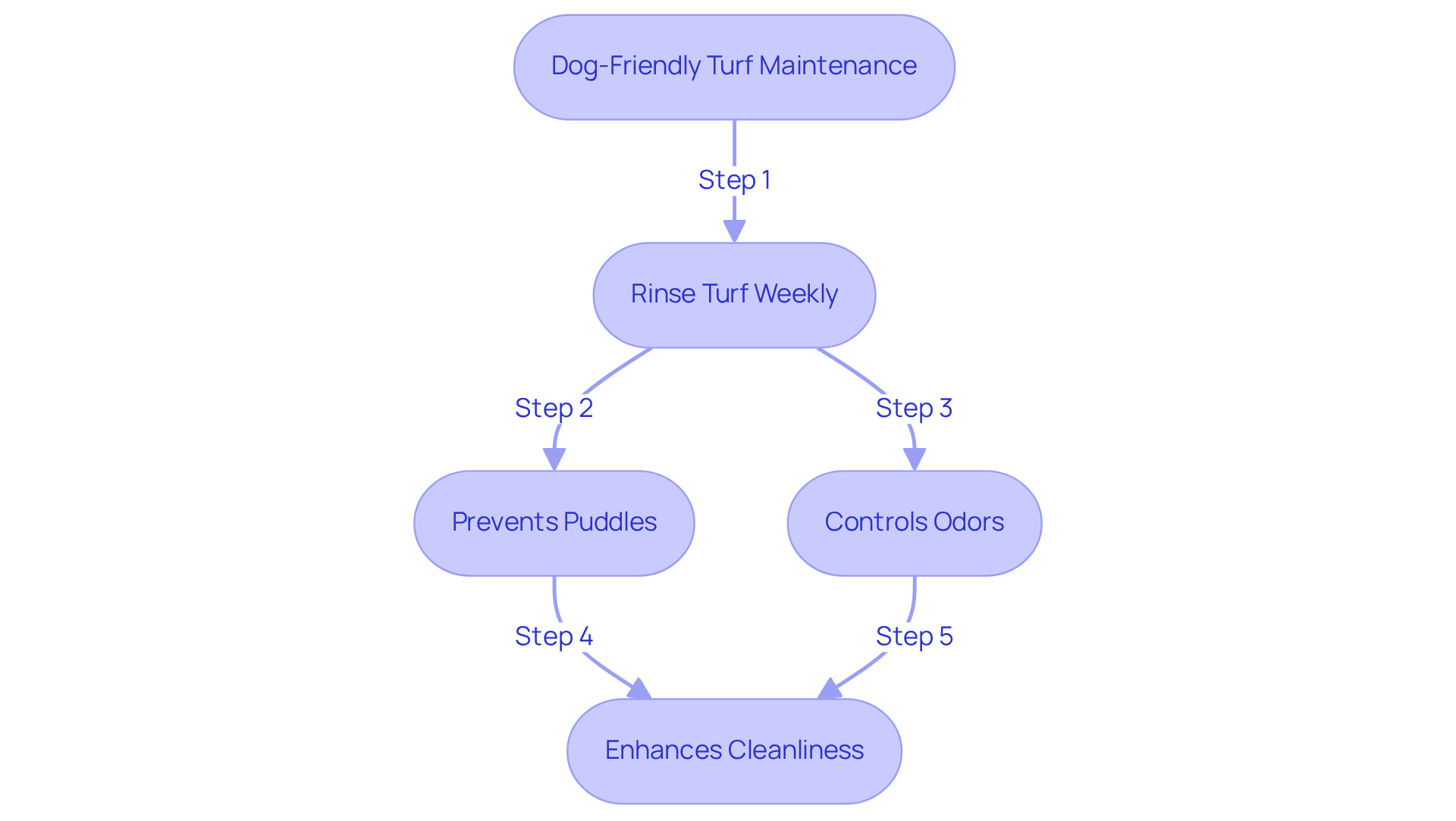 Follow the arrows to see how each maintenance step contributes to keeping the turf clean and odor-free. Each box represents an action or benefit, helping you understand the importance of regular care.