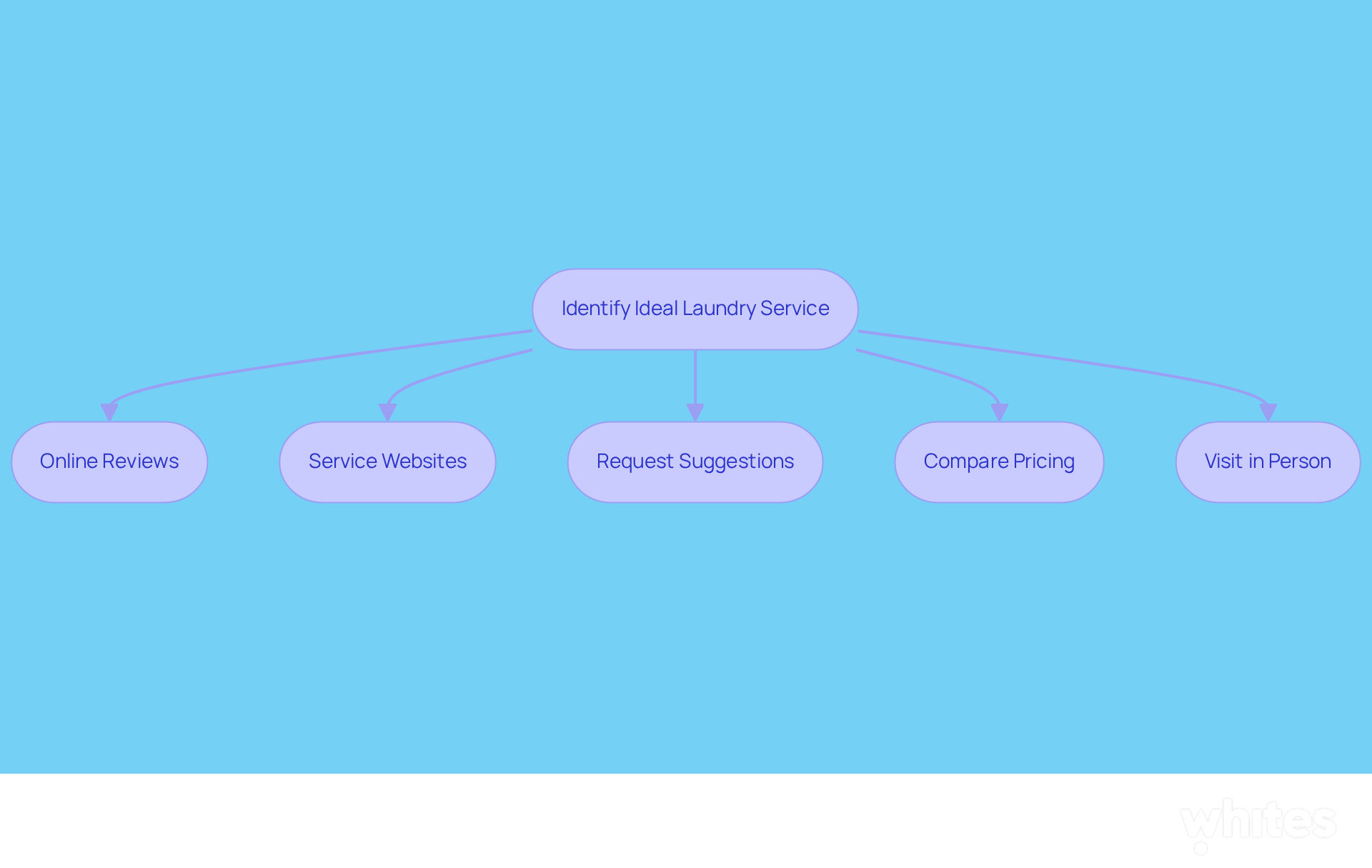 Follow the arrows to see the steps you should take to find the best laundry service. Each box represents a key action, helping you navigate the research process effectively.