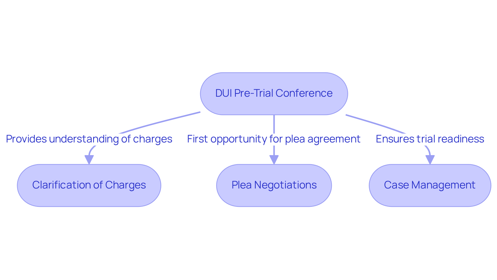 This flowchart outlines the key functions of the DUI pre-trial conference. Each box represents a critical step in the process, showing how they contribute to the overall legal proceedings. Follow the arrows to see how each function connects and impacts the case.