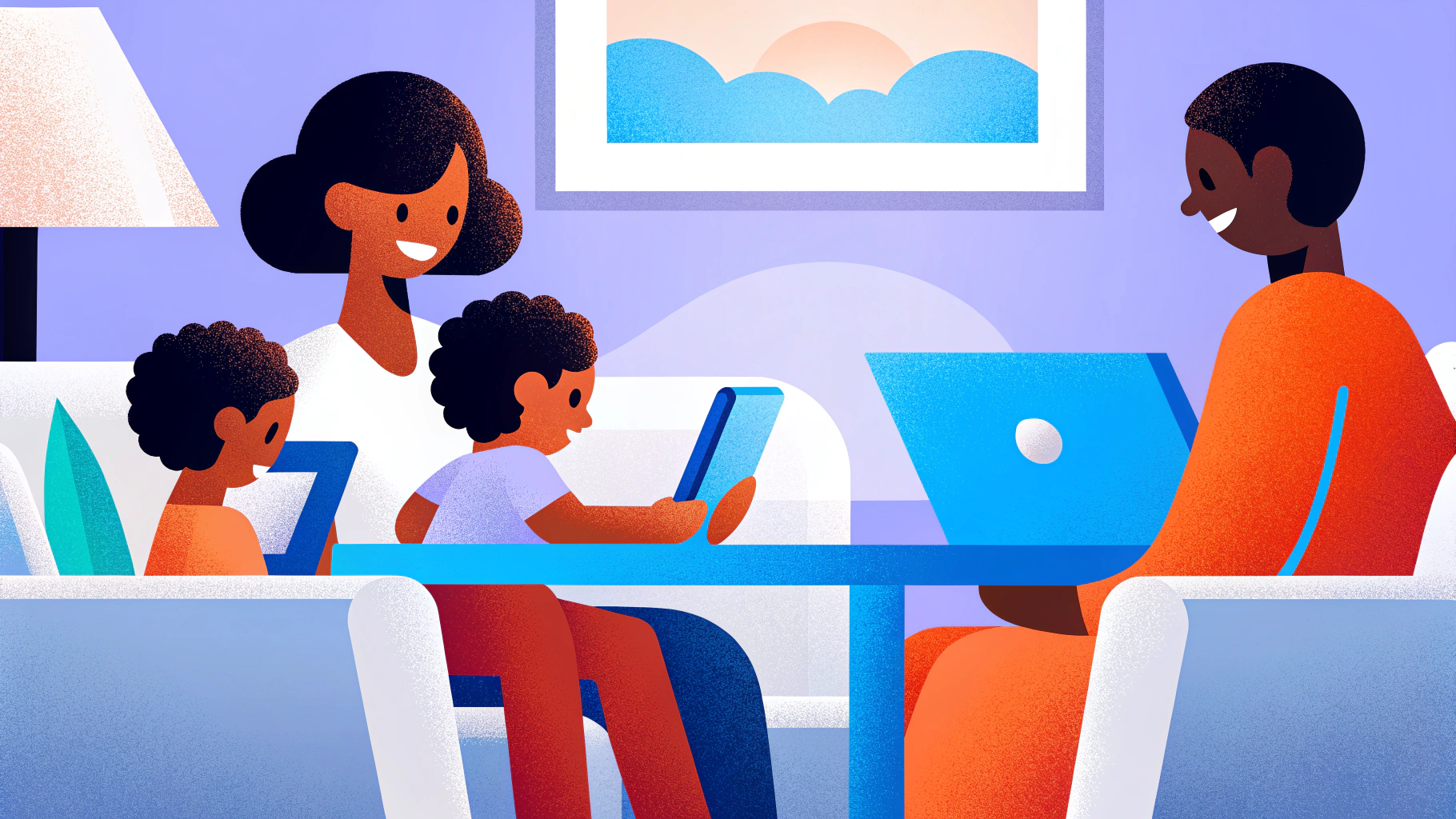 Family Engaging in Online Safety