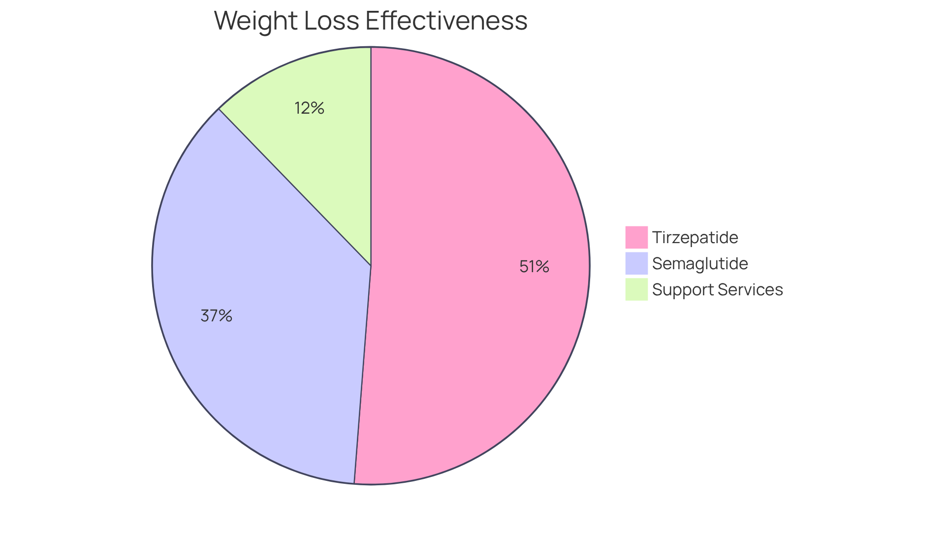 Each slice shows how much weight loss each treatment can help achieve. The bigger the slice, the more effective the treatment. The smaller slice represents the range of services we offer to support your weight loss journey. Each slice shows how much weight loss each treatment can help achieve. The bigger the slice, the more effective the treatment. The smaller slice represents the range of services we offer to support your weight loss journey.