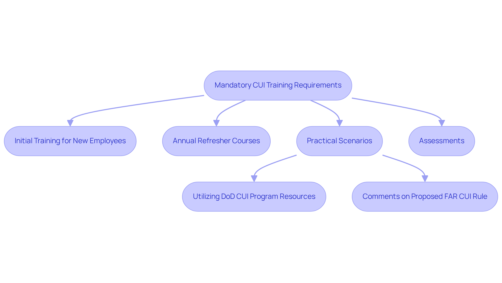 Each box represents a step in the training process. Follow the arrows to see how each component connects and contributes to meeting the DoD's requirements.